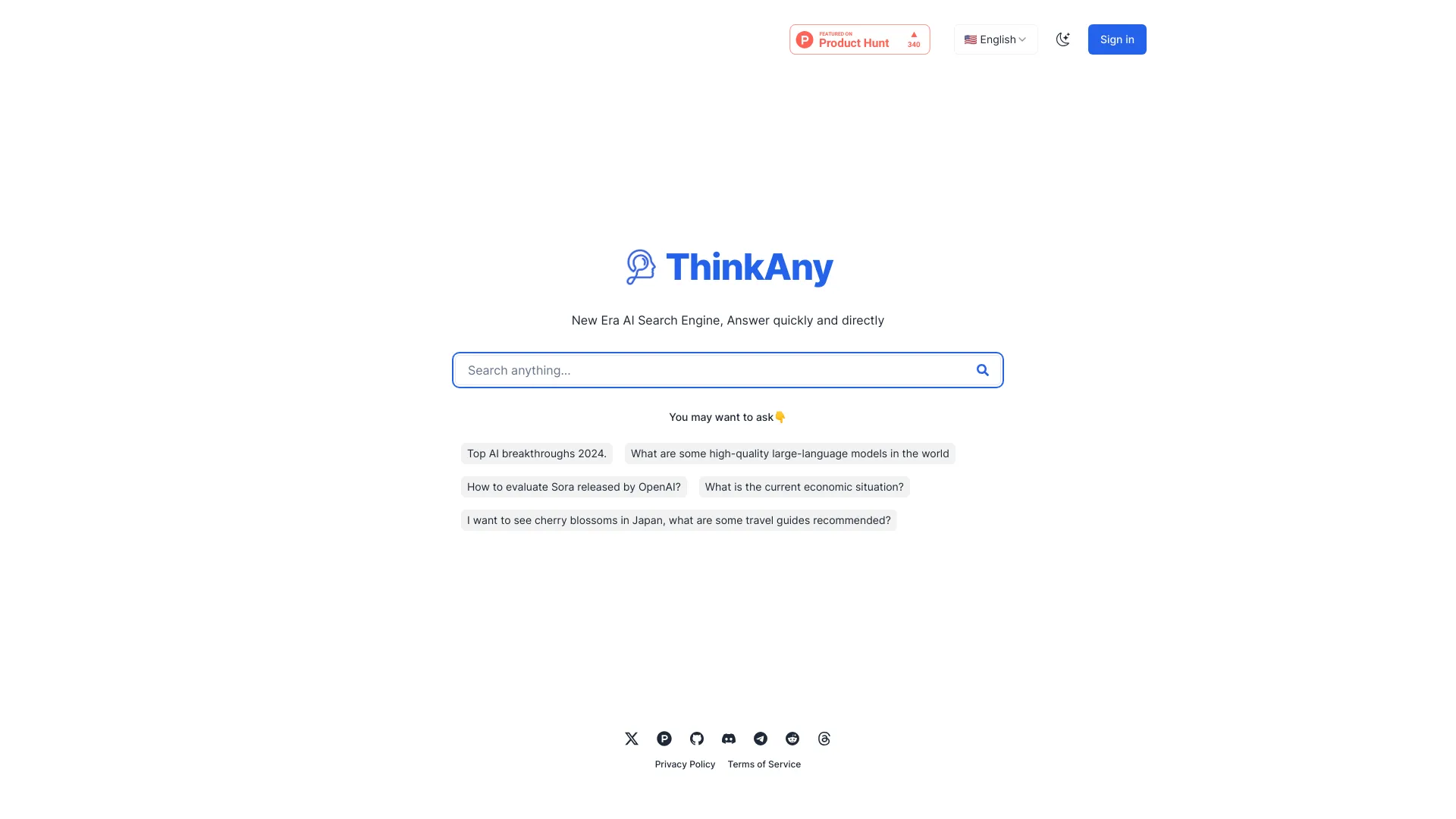 ThinkAny AI Search Engine - Precise, Trusted Answers | Creati.ai