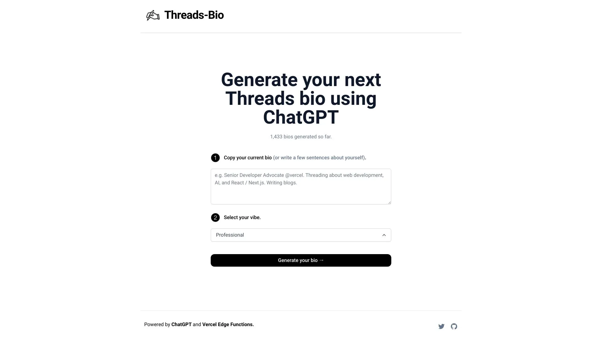 Threads Bio Generator - Create Unique Bios Using ChatGPT | Creati.ai
