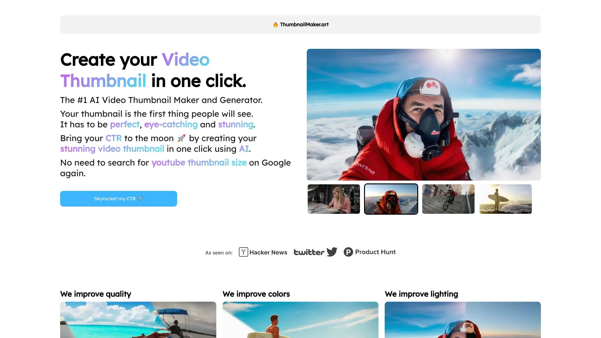 Thumbnail Maker | Crie Miniaturas Profissionais Facilmente | Creati.ai