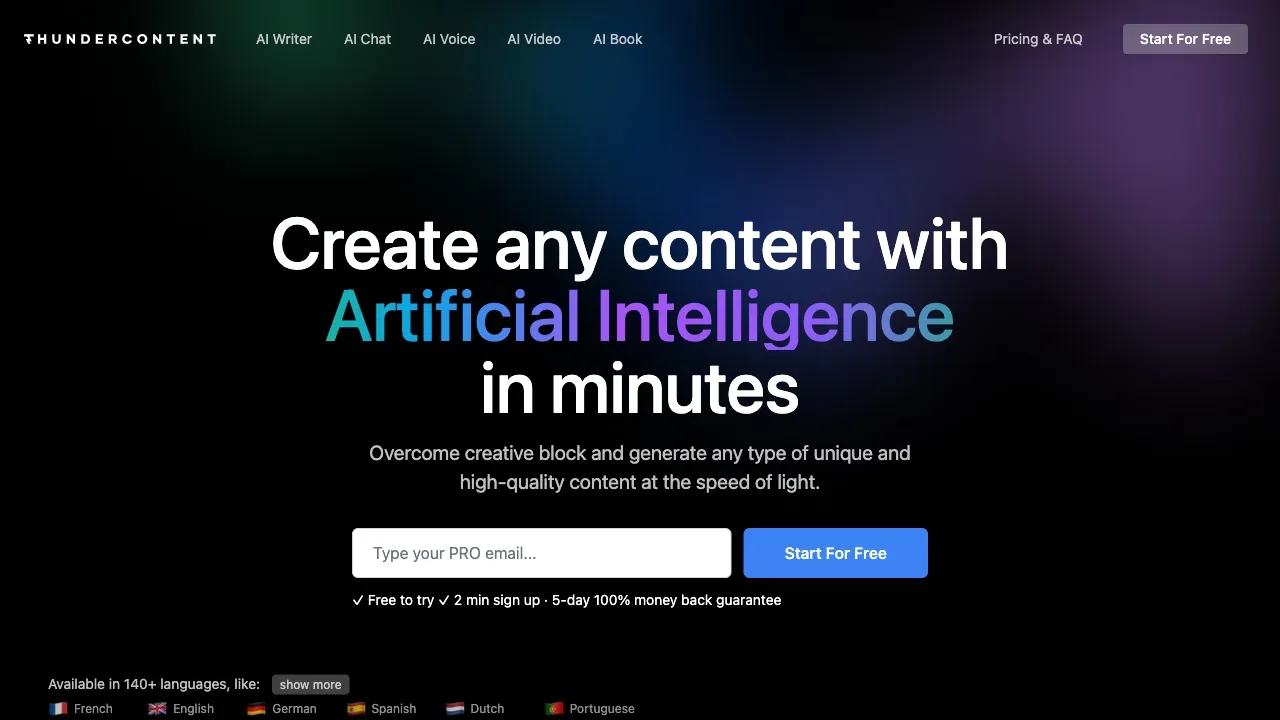 Thundercontent - AI-Powered Content Creation Platform | Creati.ai