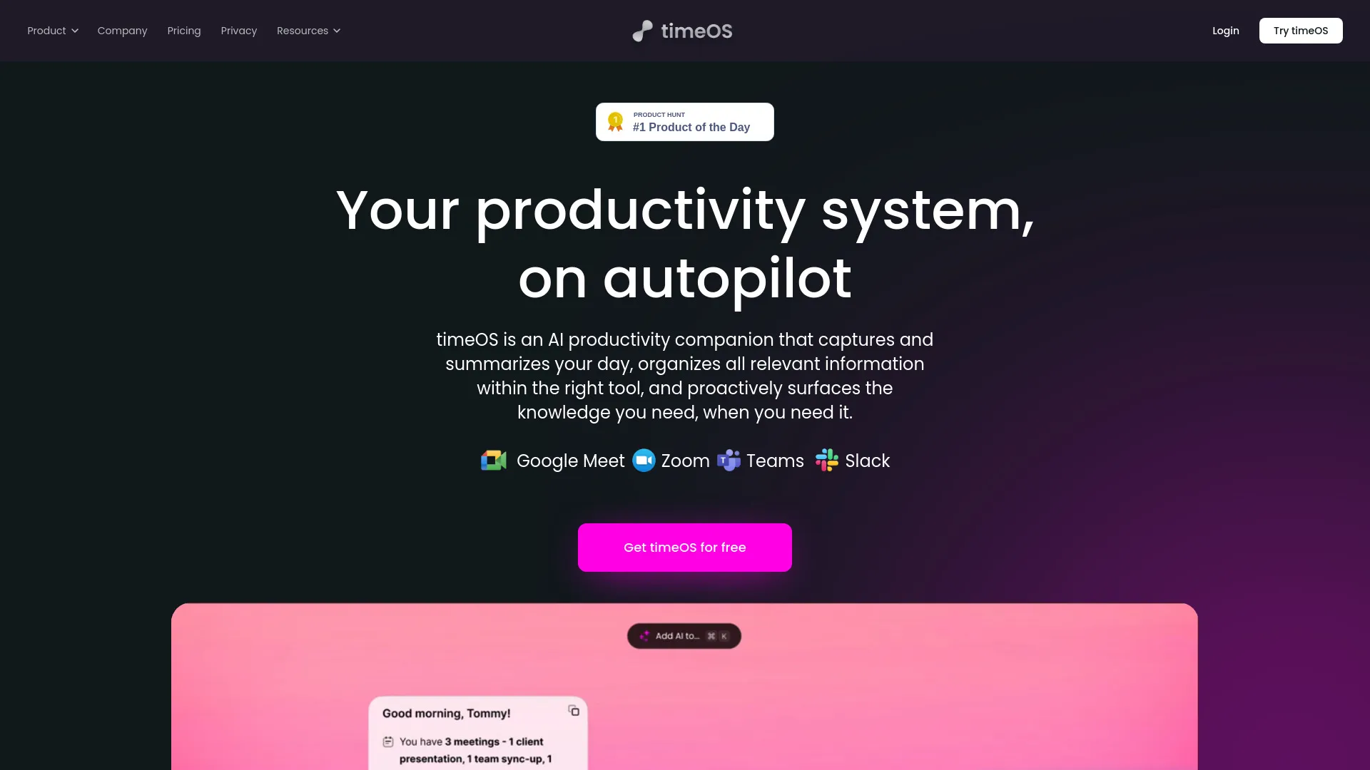 Optimize Your Productivity with timeOS AI Companion | Creati.ai