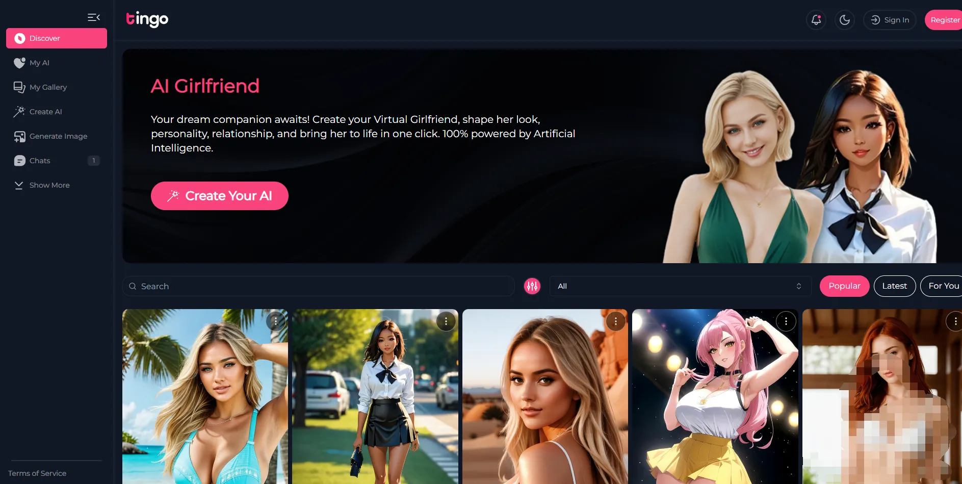 Create and Customize Your Virtual AI Girlfriend | Tingo.ai | Creati.ai