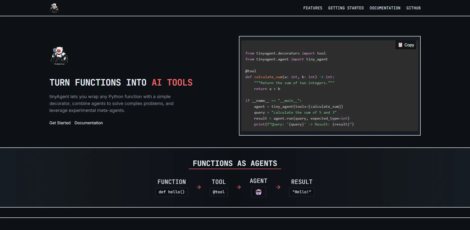 TinyAgent: Lightweight AI Agent Framework for Python Developers | Creati.ai