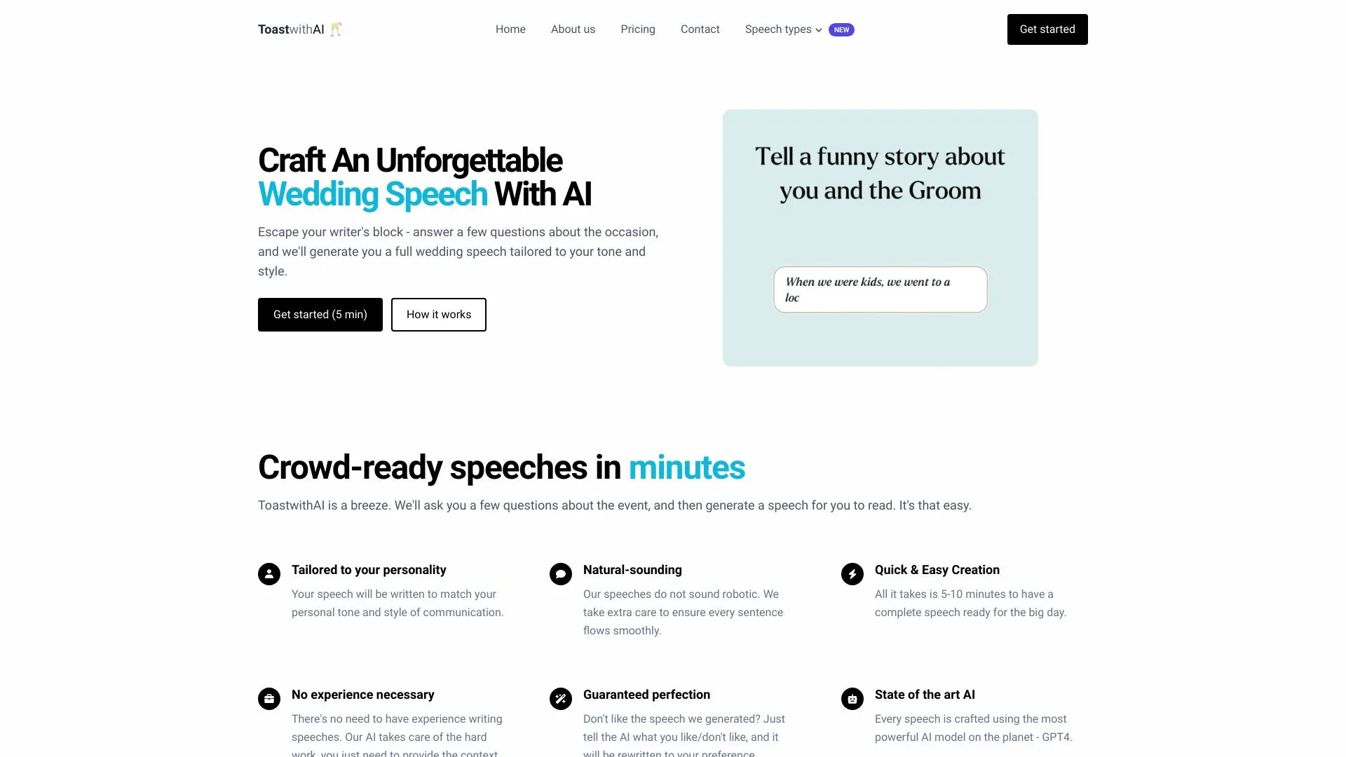 ToastwithAI: Herramienta de Escritura de Discursos Impulsada por IA | Creati.ai