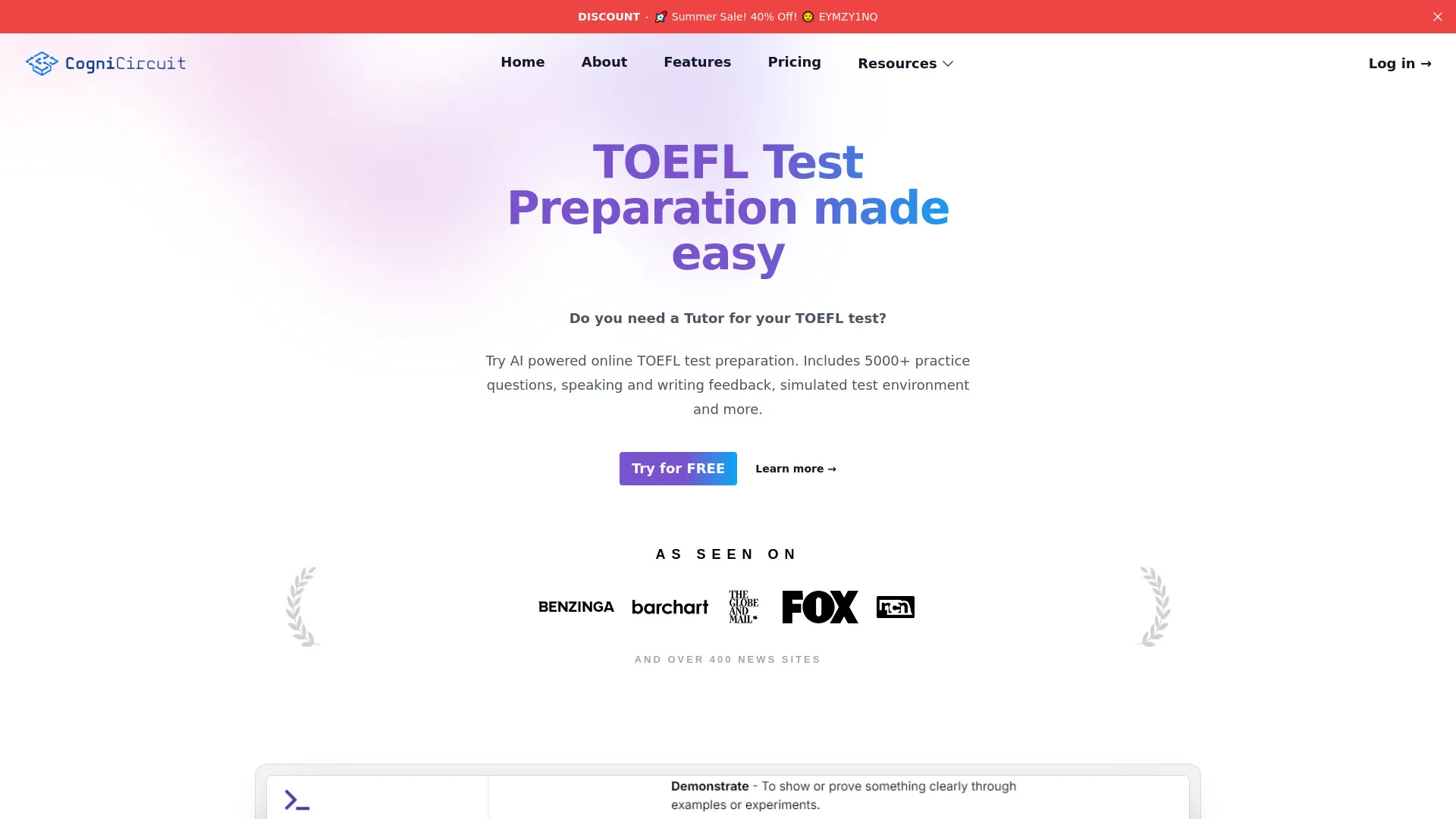 CogniCircuit: AI-Powered TOEFL Preparation Platform | Creati.ai