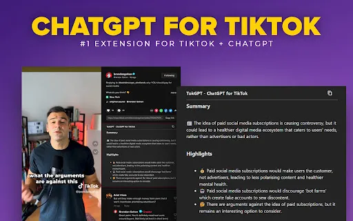 TokGPT - Resume Videos de TikTok Usando ChatGPT | Creati.ai