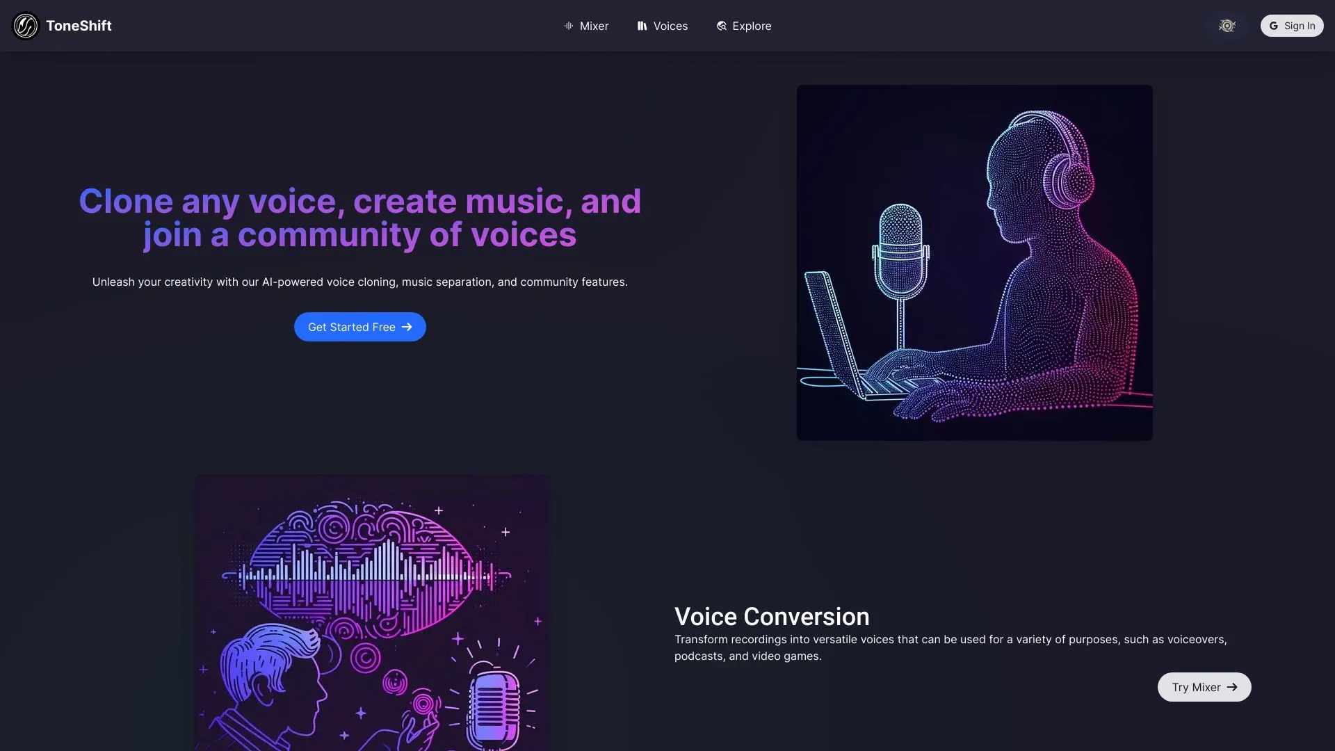 ToneShift - AI-Powered Voice Cloning and Music Creation | Creati.ai