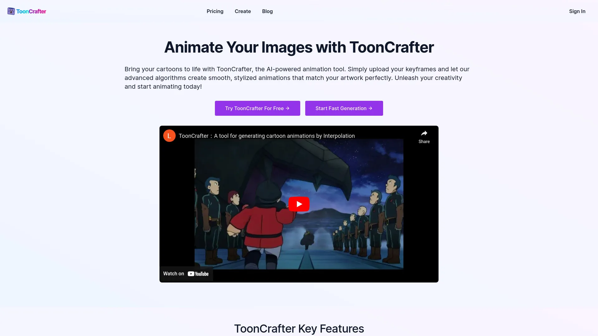 ToonCrafter: AI Cartoon Animation Generator | Creati.ai