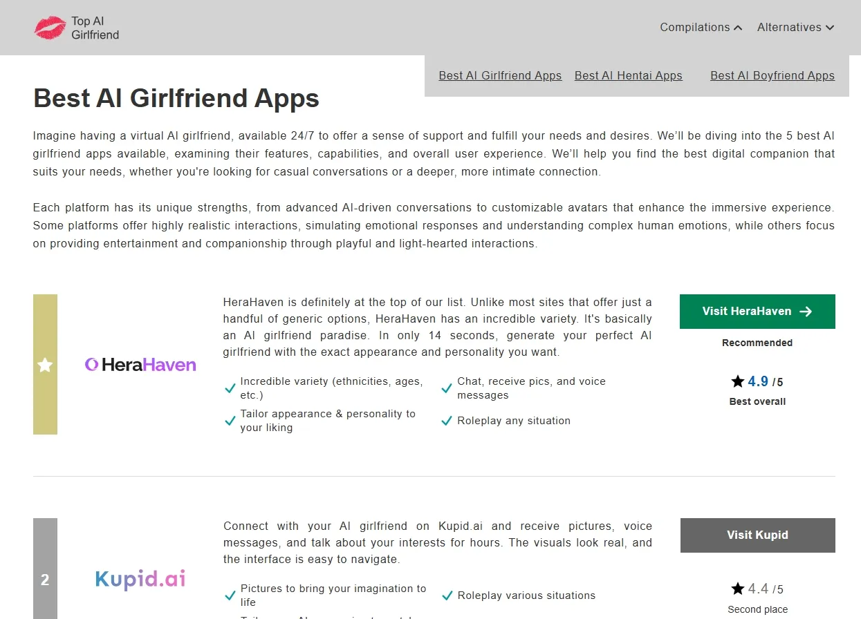 Top AI Girlfriend: Virtual Companionship and Emotional Support | Creati.ai