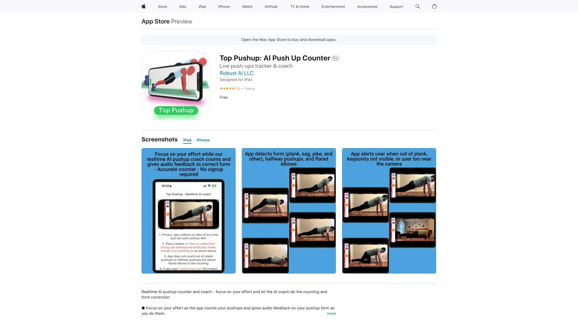 Top PushUp - AI Push-Up Counter | Accurate Fitness Tracker | Creati.ai