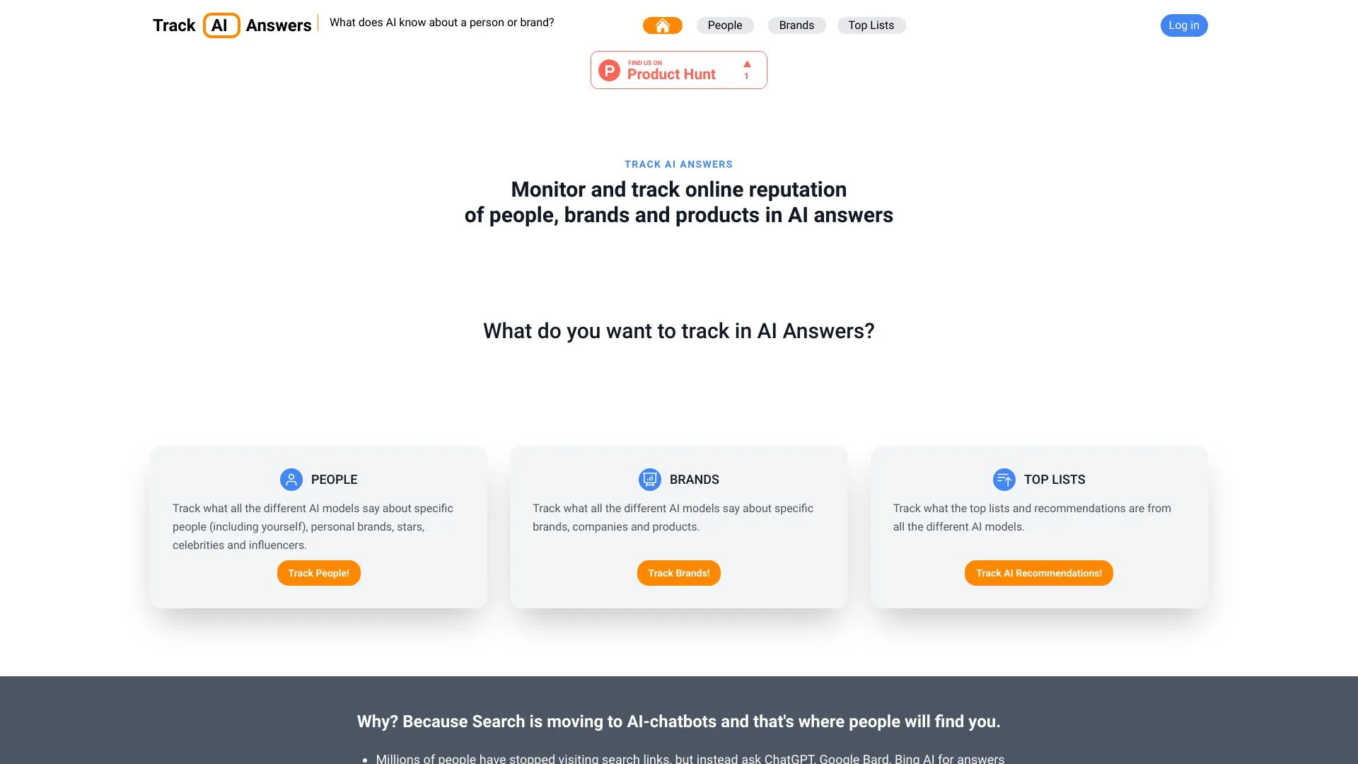 Track AI Answers - Monitorea tu reputación en línea | Creati.ai