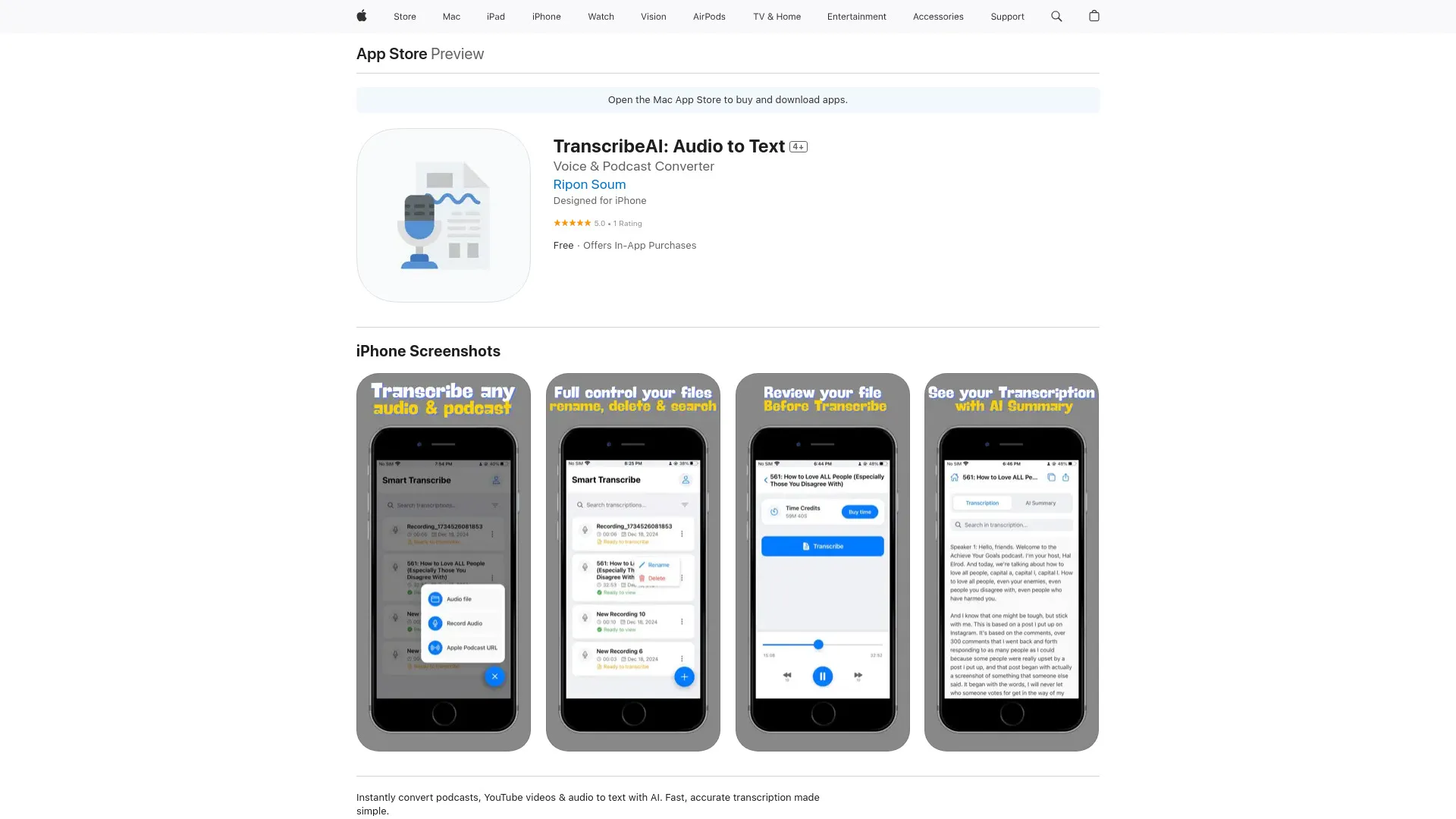 TranscribeAI: Accurate and Fast Audio to Text Conversion | Creati.ai