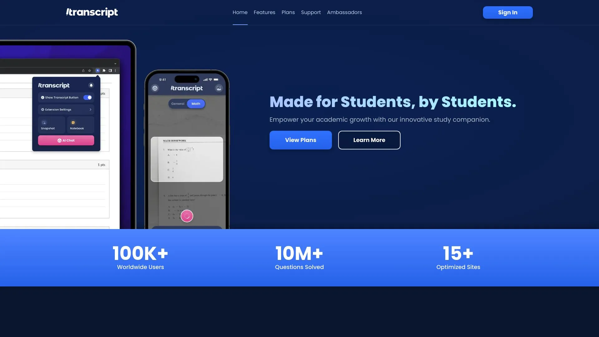 Transcript: AI Study Tools - Your Learning Companion | Creati.ai