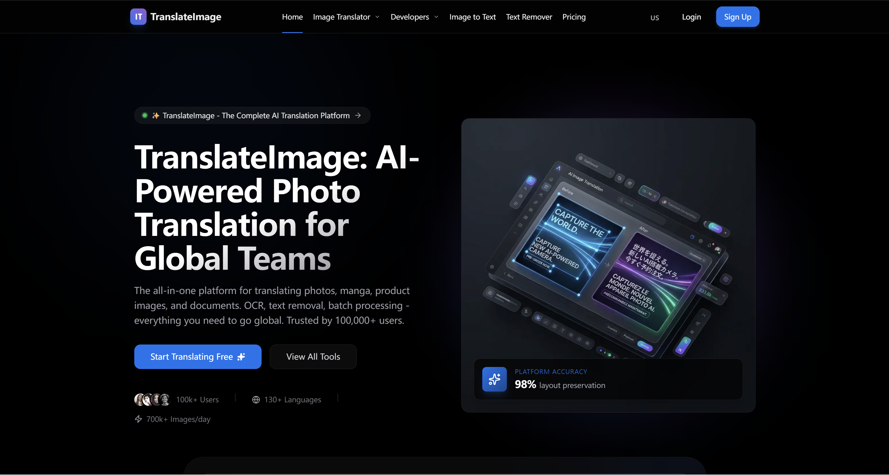 TranslateImage — AI Image Translation in 130+ Languages | Creati.ai
