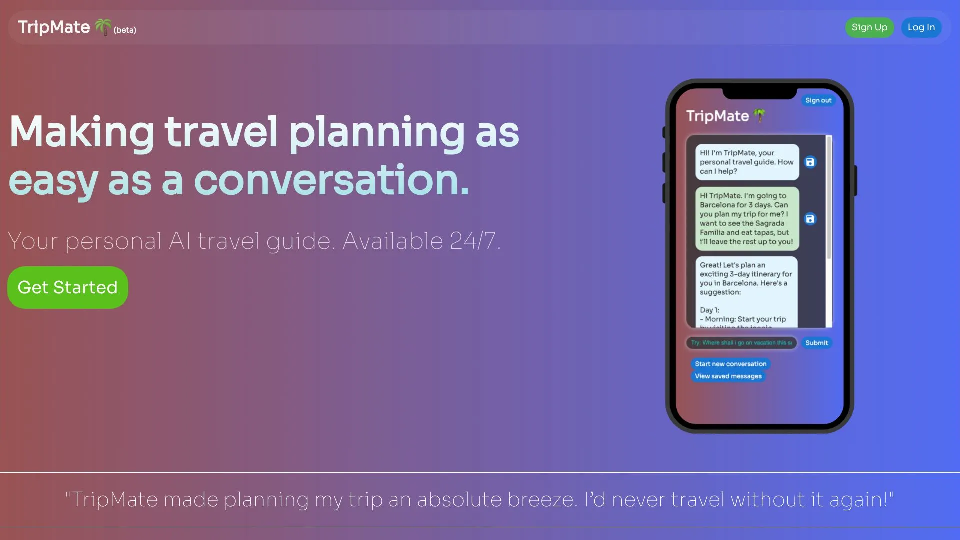 TripMate - AI Travel Guide for Personalized Itineraries | Creati.ai