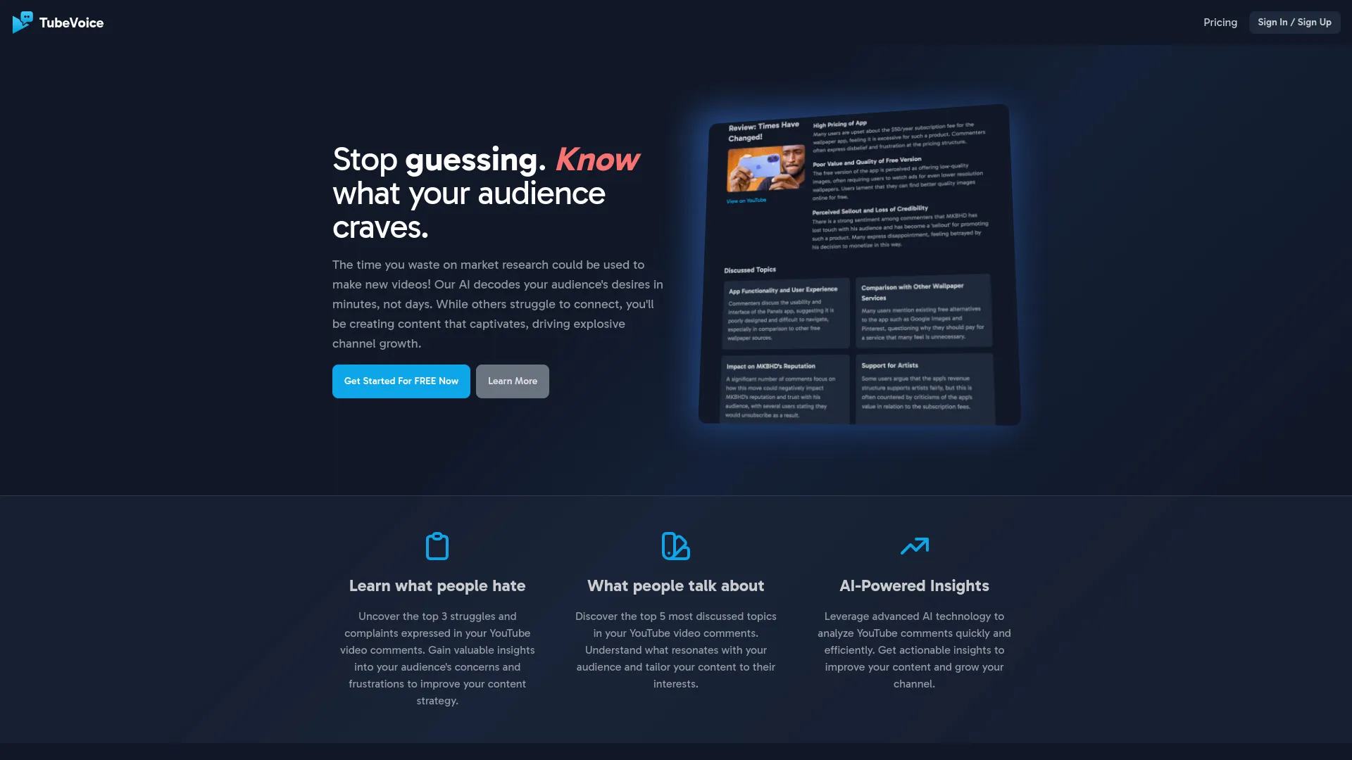 TubeVoice: AI-Powered YouTube Comment Analysis | Creati.ai