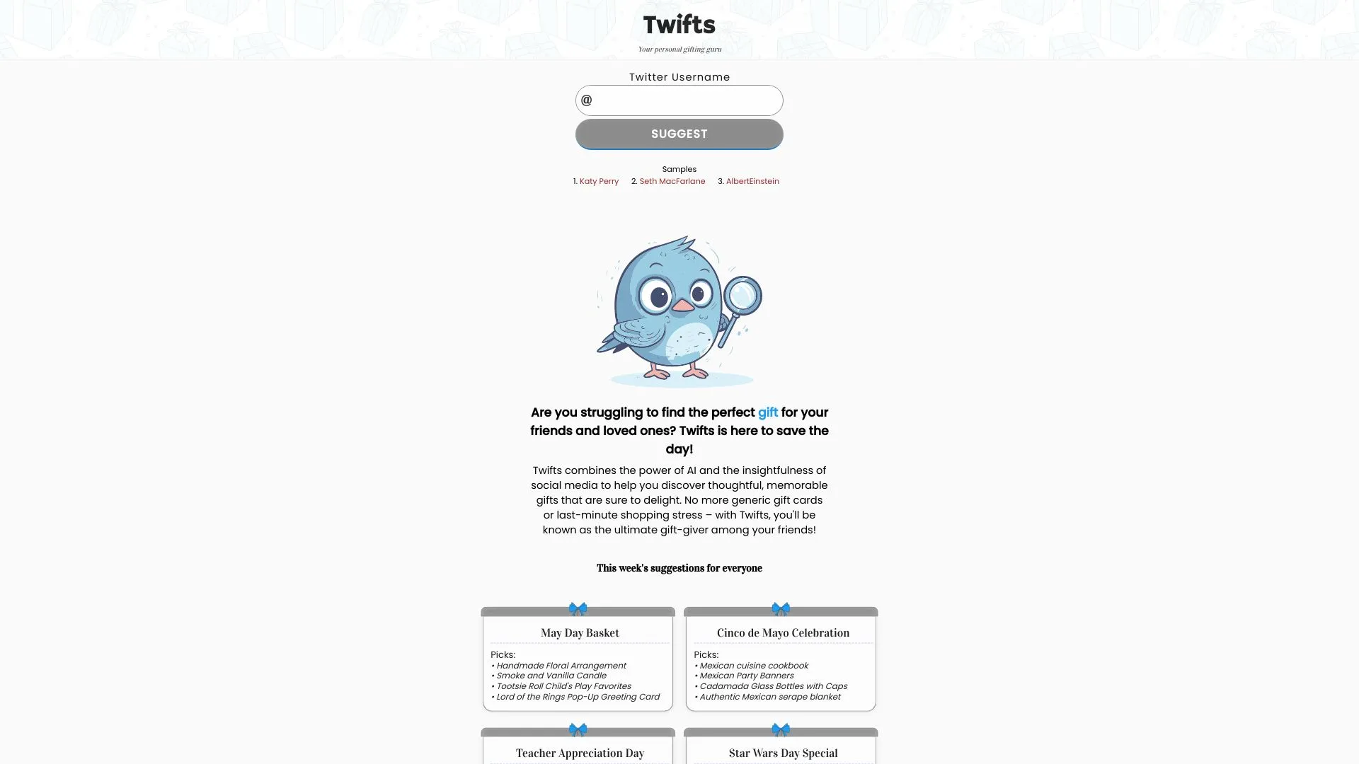 Twifts: Sugerencias de regalos personalizadas impulsadas por IA | Creati.ai