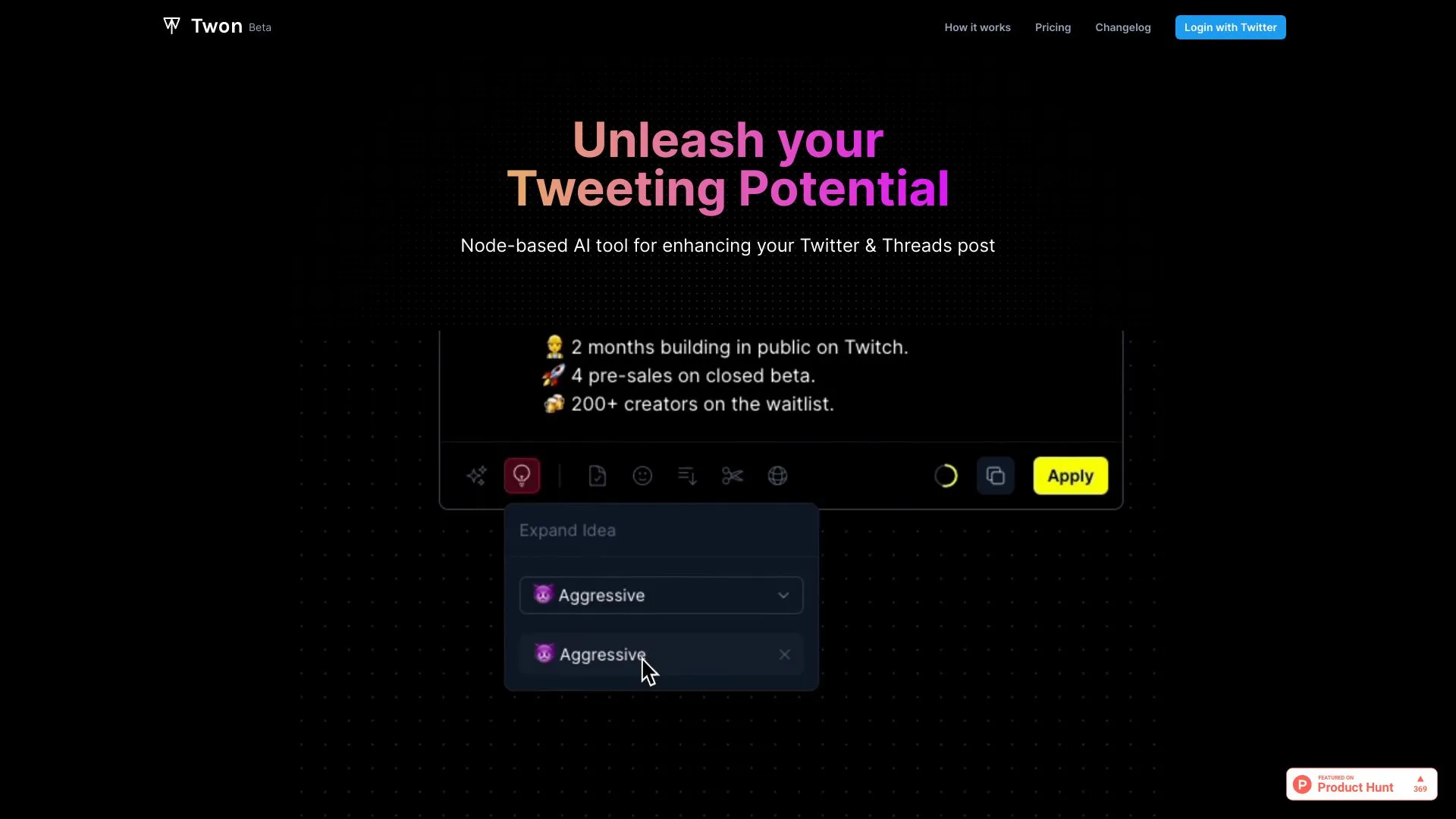 Twon.app - Enhance Your Twitter Posts with AI | Creati.ai