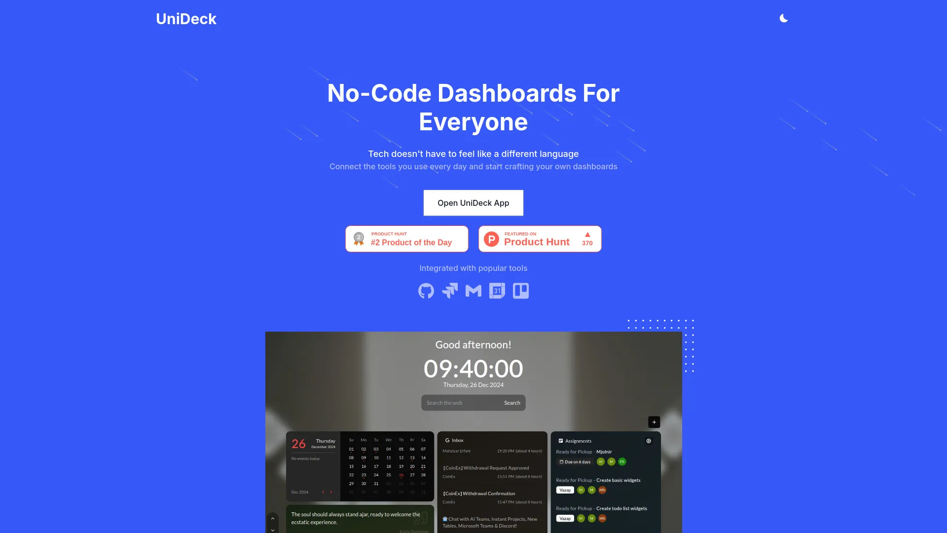 UniDeck - Paneles Personalizados Sin Código y Impulsados por IA para un Trabajo Eficiente ...