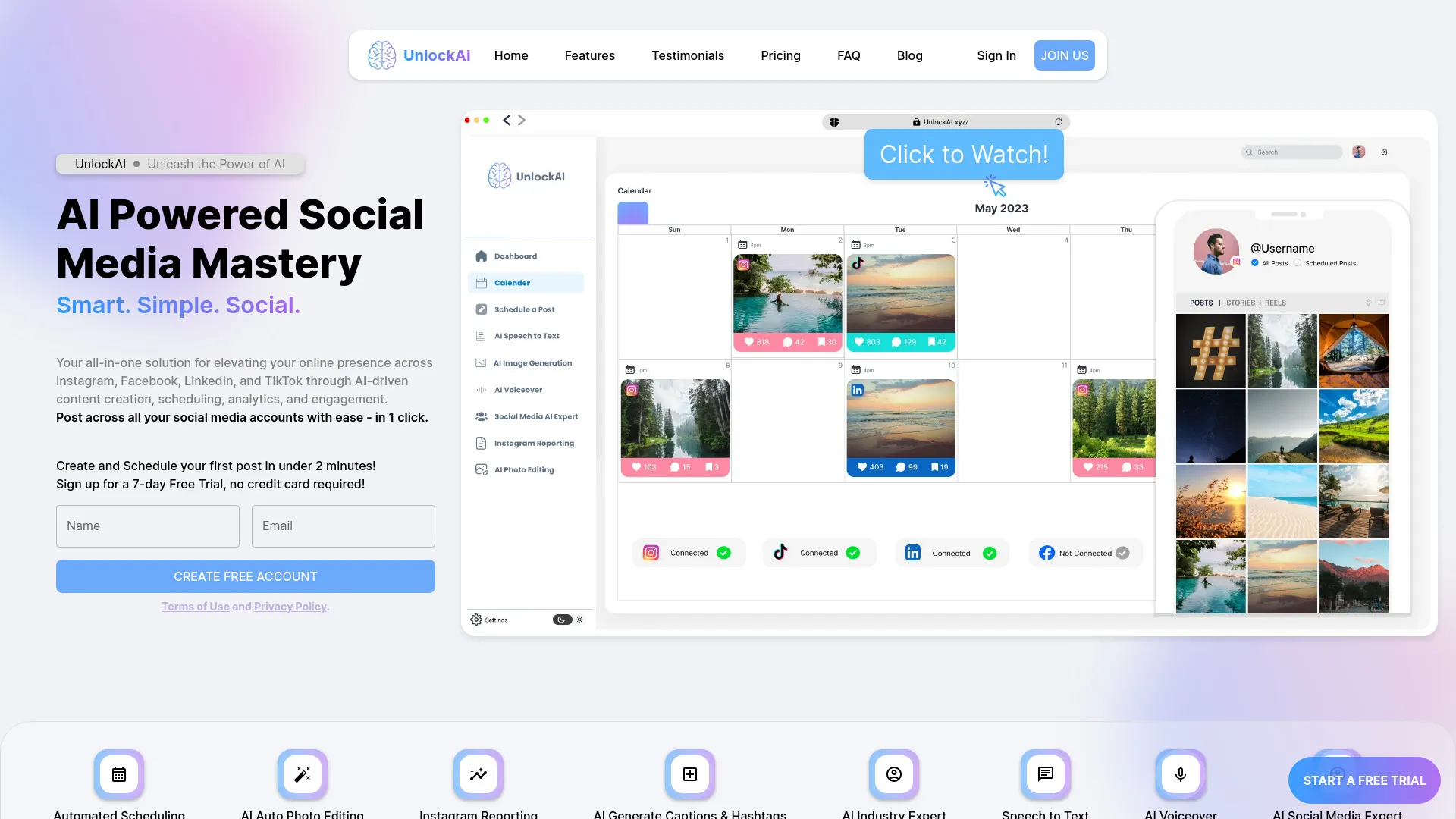 UnlockAI: AI-Powered Social Media Management Tool | Creati.ai