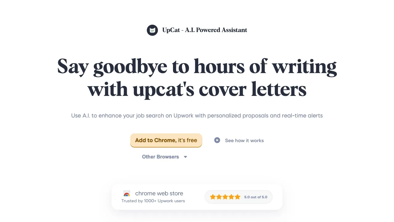 UpCat: AI Tool for Upwork Cover Letters & Job Alerts | Creati.ai