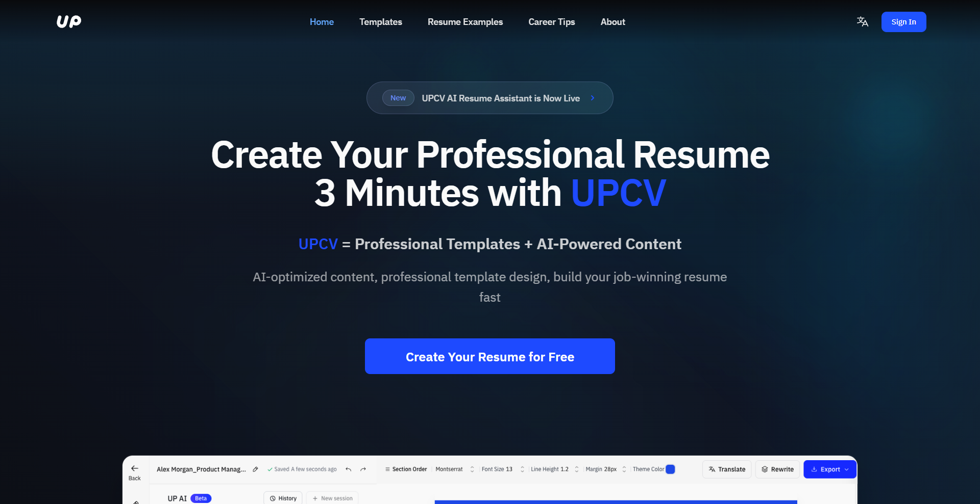 UPCV - KI-gestützter Lebenslauf-Generator | Kostenloser Online ...