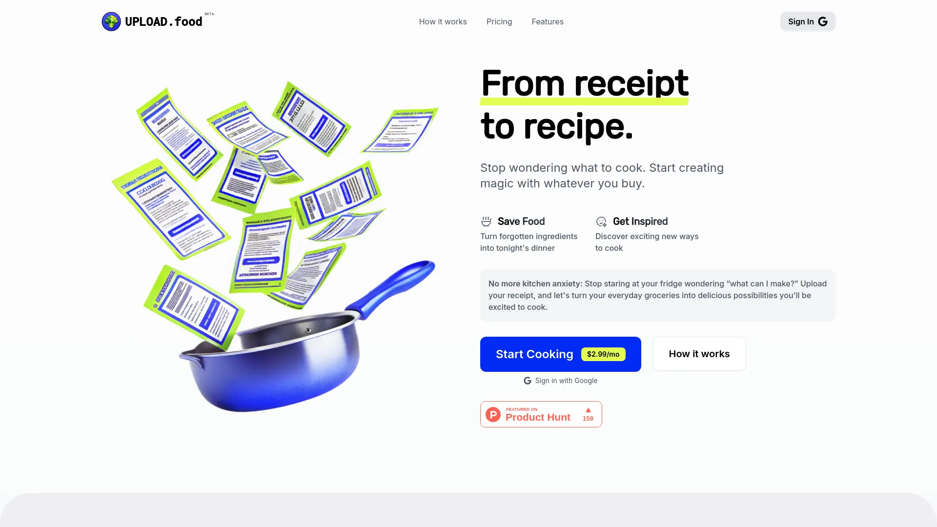 UPLOAD.food - Turn Grocery Receipts into Delicious Recipes | Creati.ai