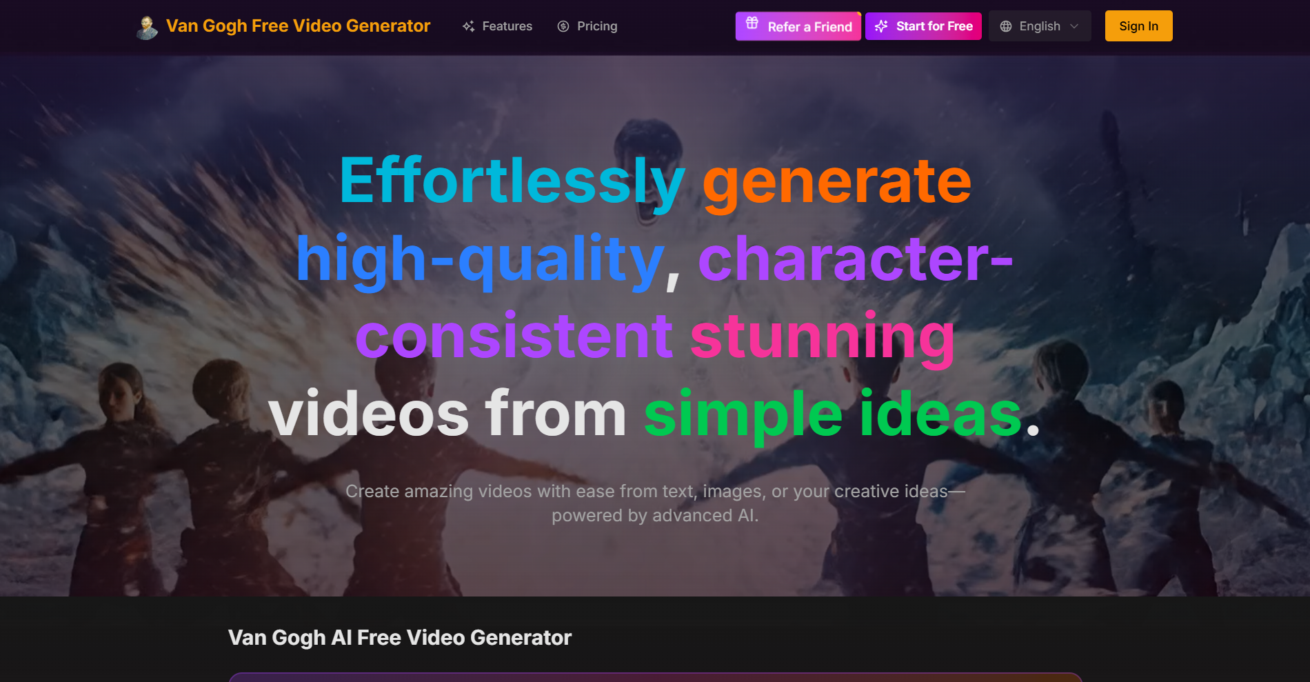 Free AI Video Generator - Text & Image to Video | Van Gogh | Creati.ai