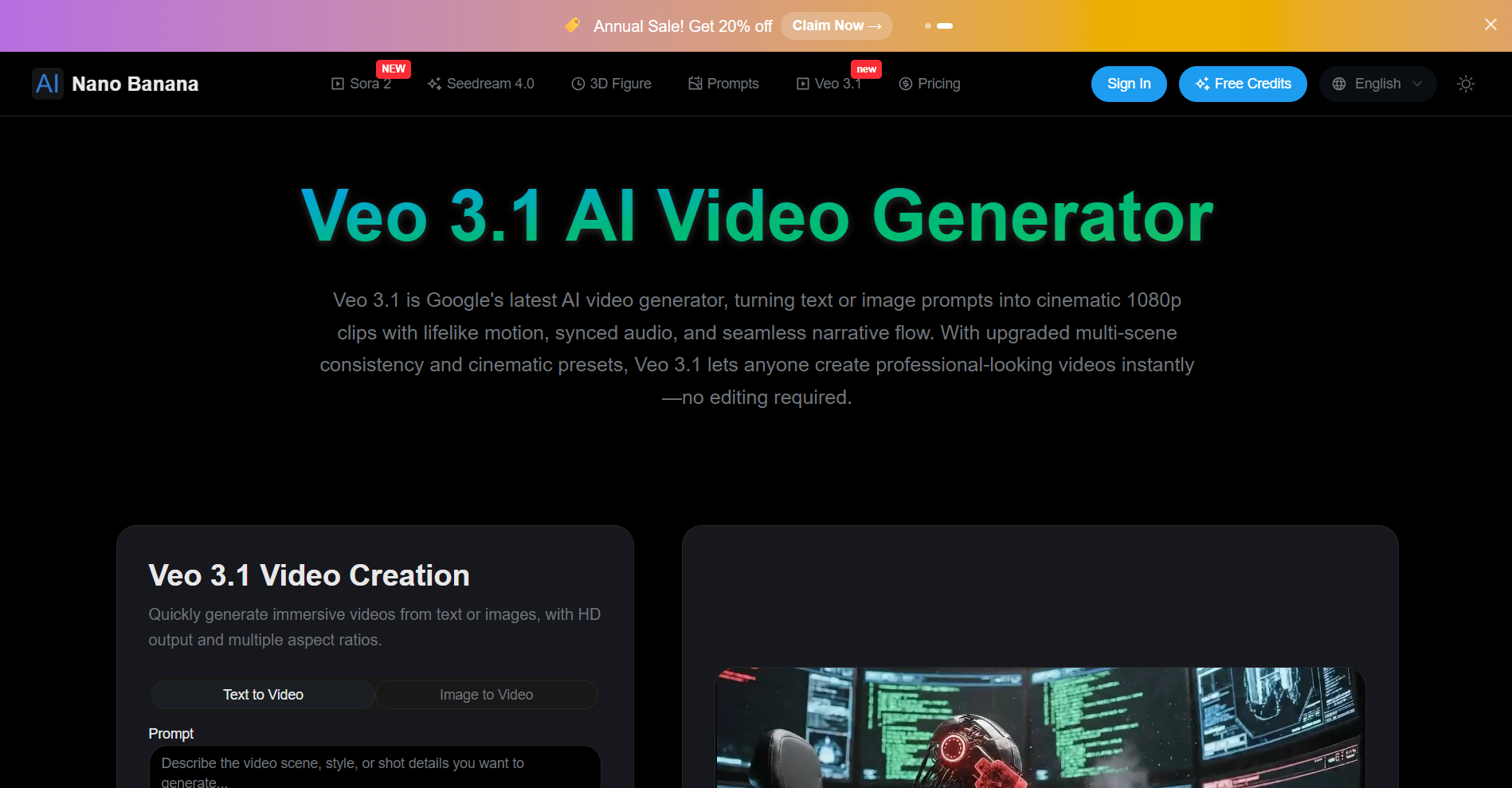 Veo 3.1 Generador de Vídeo AI - Crea Vídeos Cinematográficos al ...