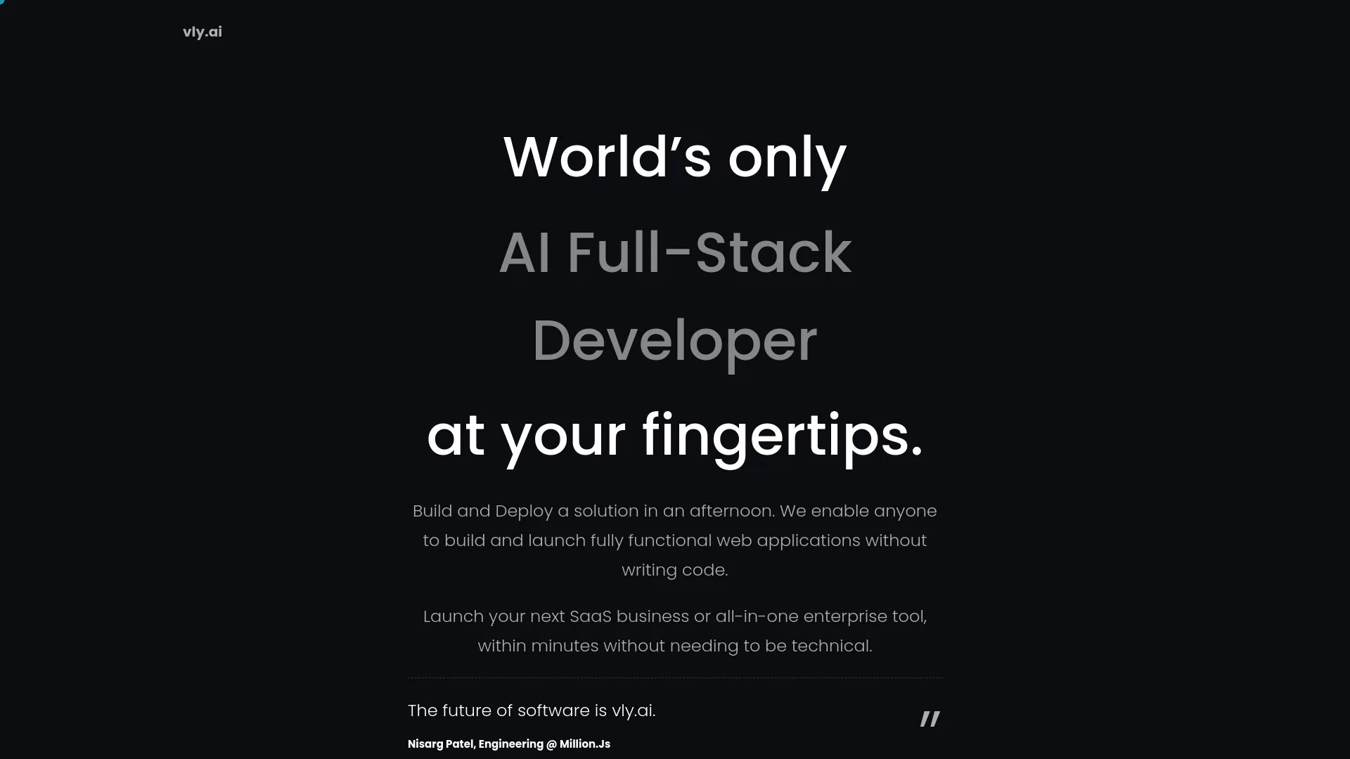 Vly.ai - Construa Aplicações SaaS com IA em Minutos | Creati.ai