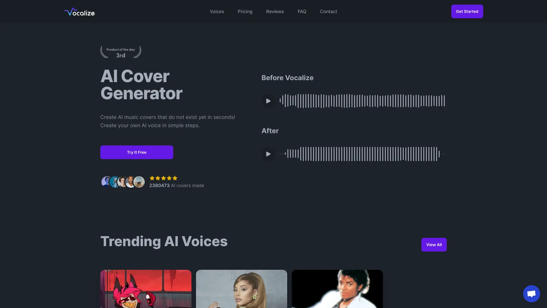Vocalize - Create AI Music Covers & Text-To-Speech Audio | Creati.ai