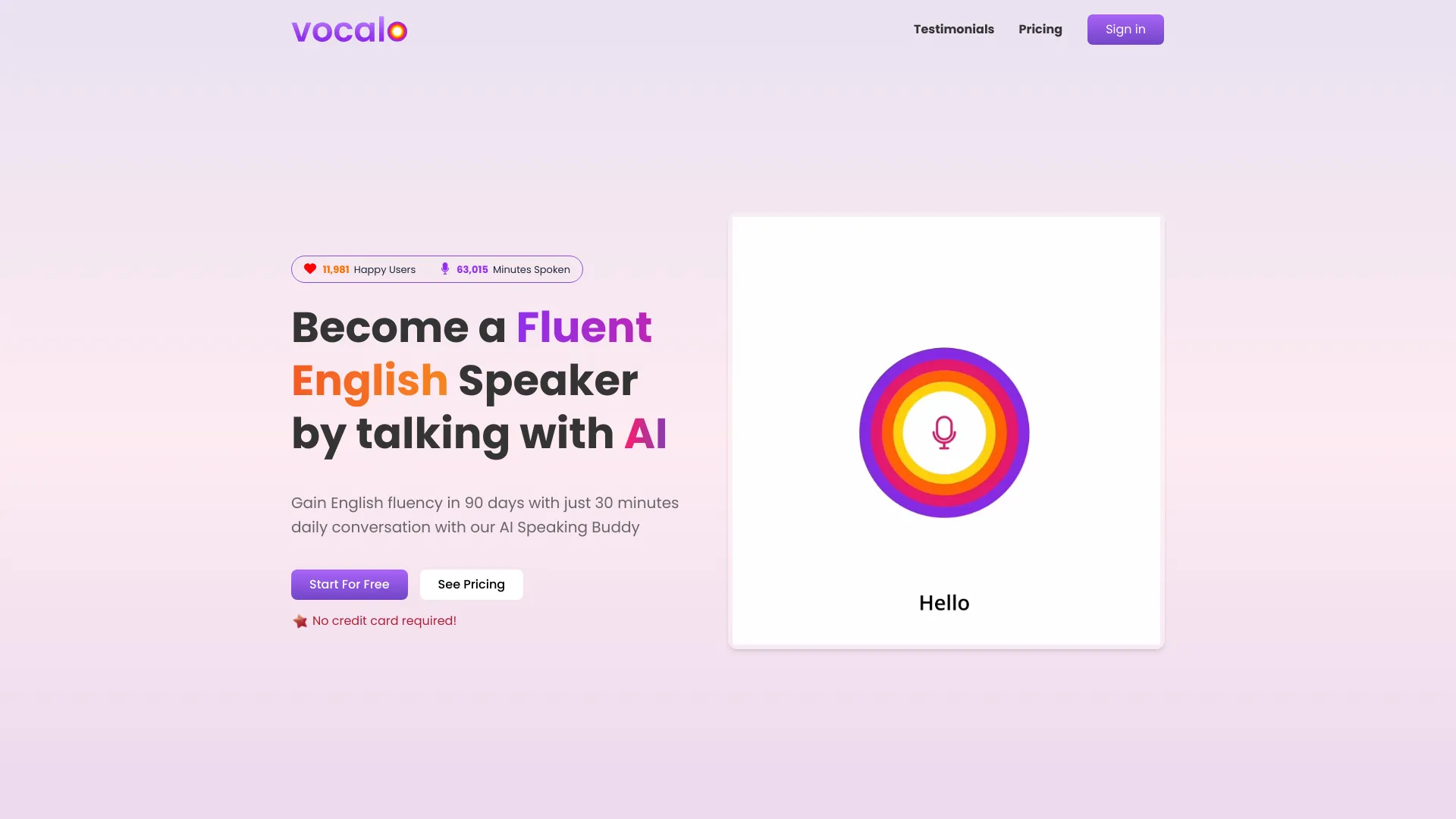 Vocalo.ai - AI-Driven English Practice Platform | Creati.ai