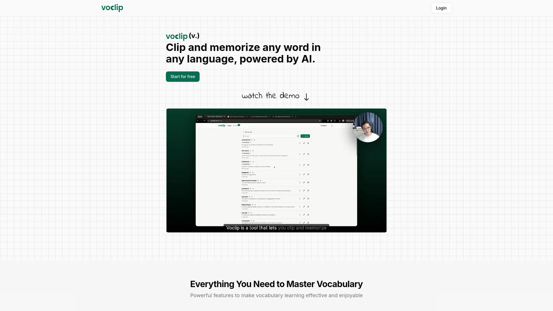 Voclip: herramienta de aprendizaje de vocabulario impulsada por IA | Creati.ai