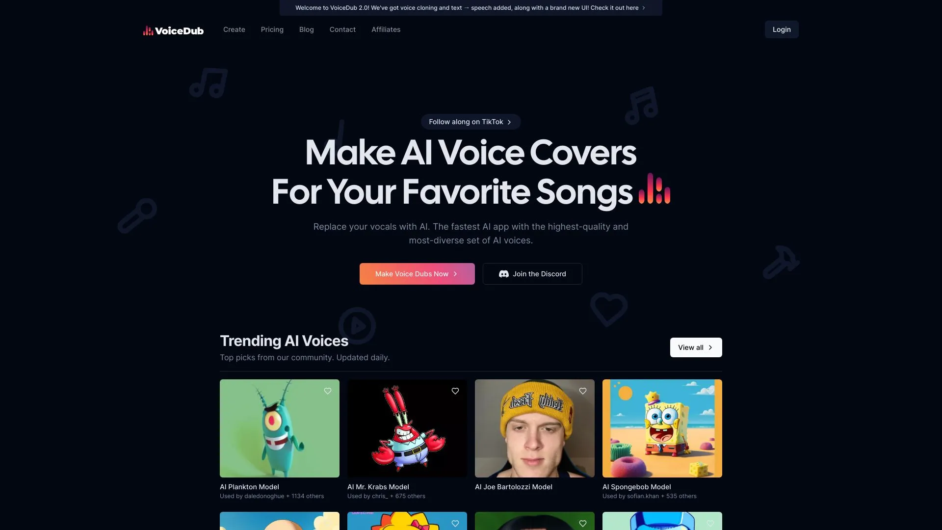 VoiceDub.AI - AI-Powered Voice Covers for Your Favorite Songs | Creati.ai