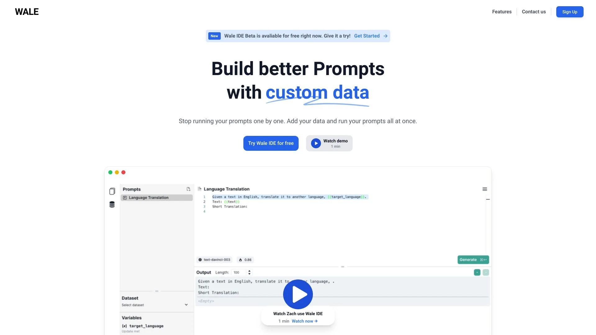 Wale IDE - All-in-One Prompt Engineering Platform | Creati.ai