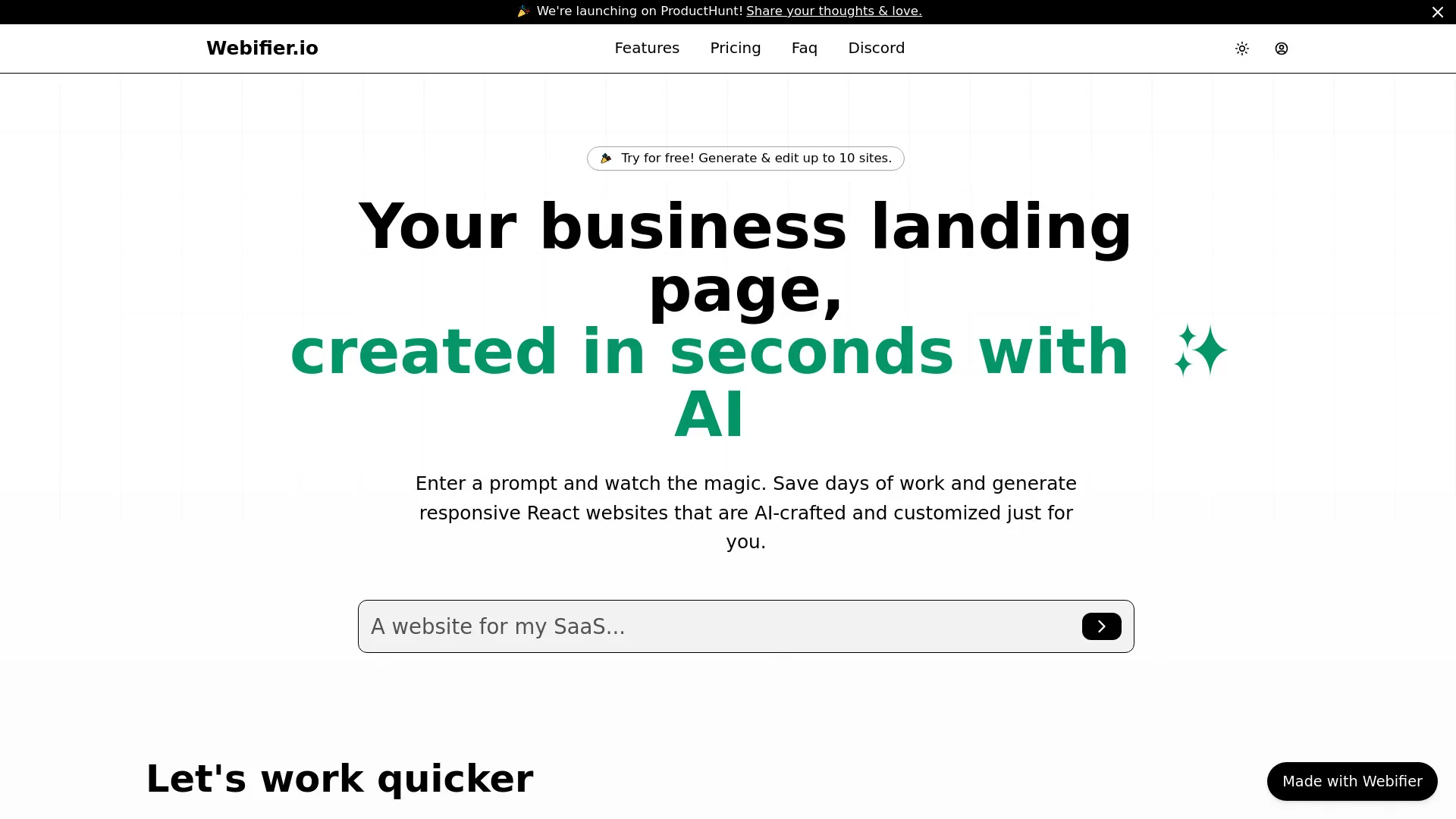 Webifier.io - AI 웹사이트 빌더 | Creati.ai