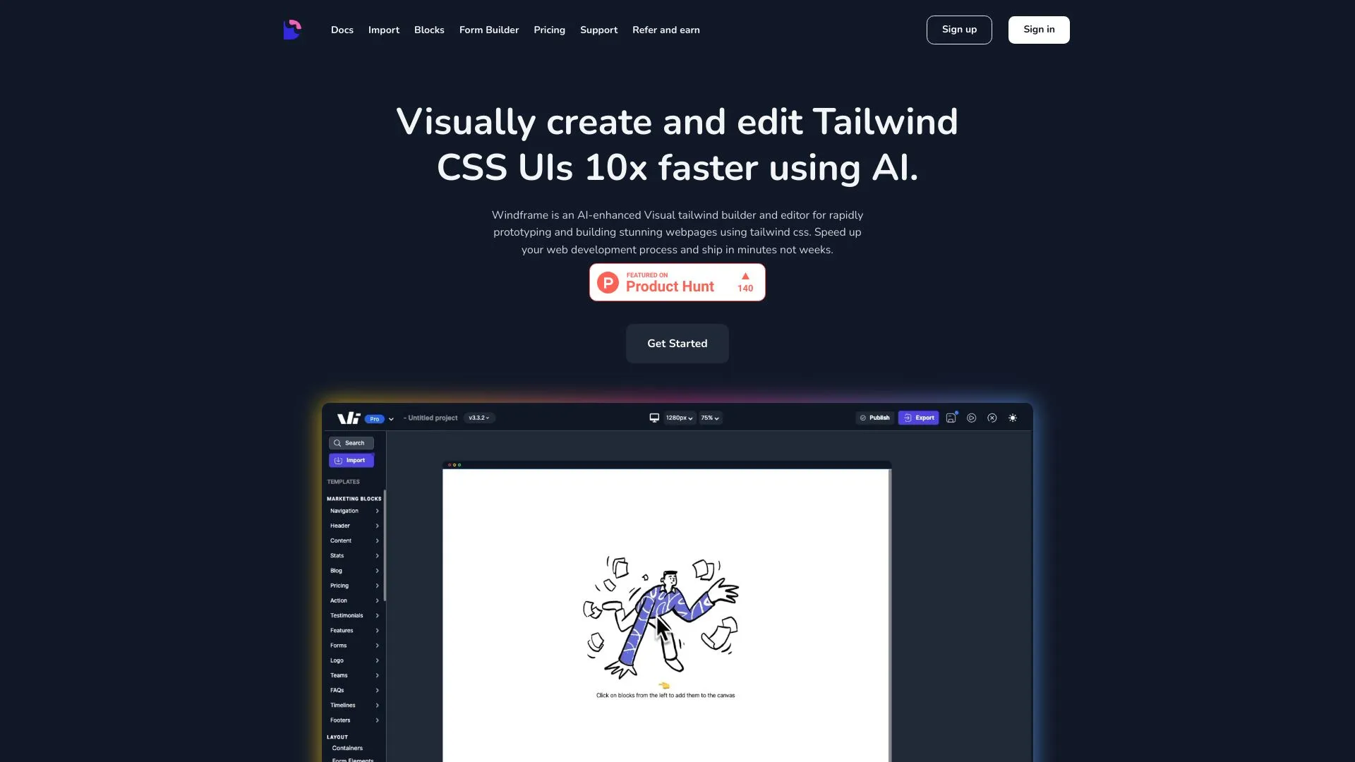 Windframe: AI-enhanced Tailwind CSS Page Builder | Creati.ai