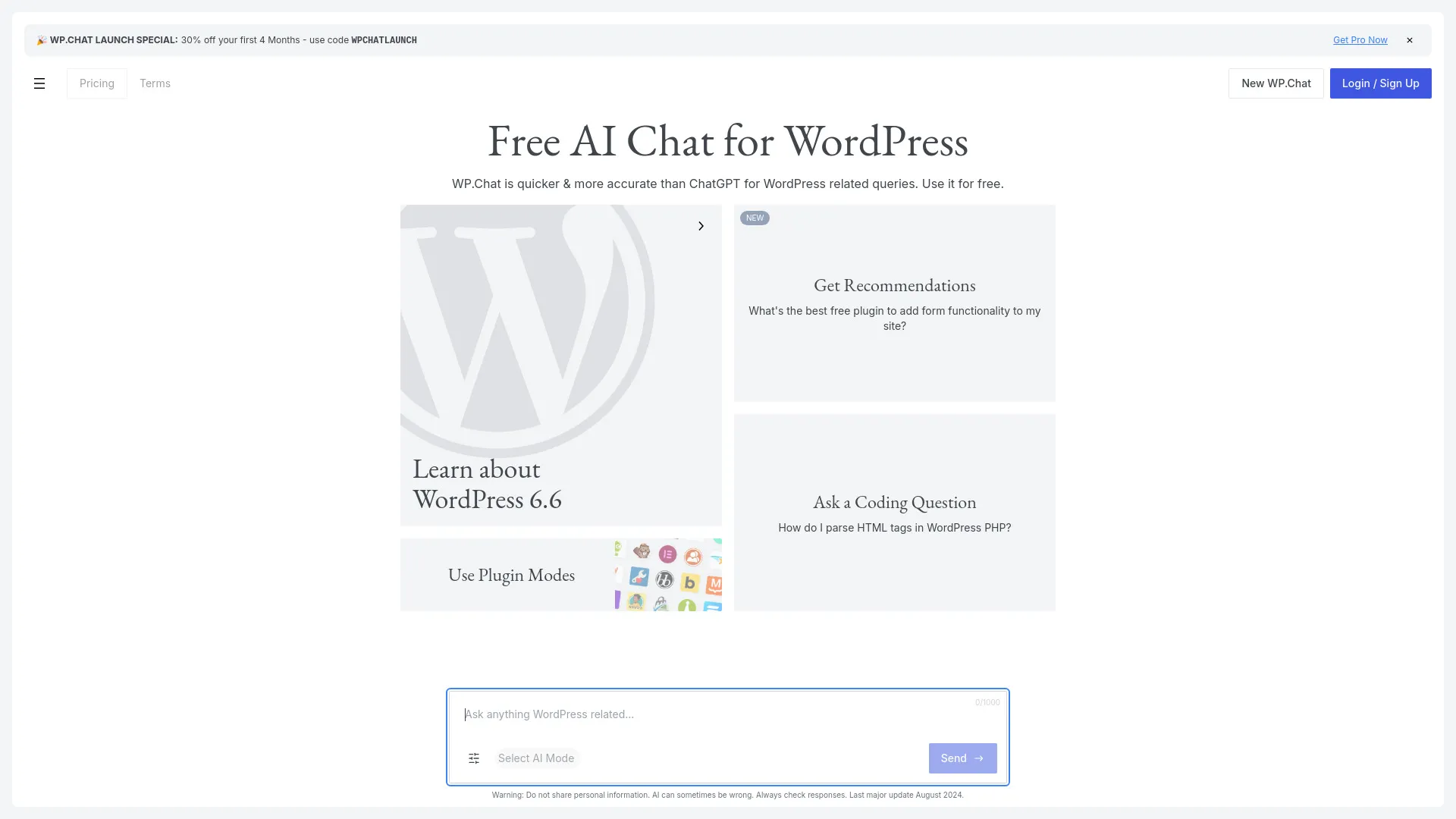 Mejore su sitio de WordPress con la solución de chat AI WP.Chat | Creati.ai