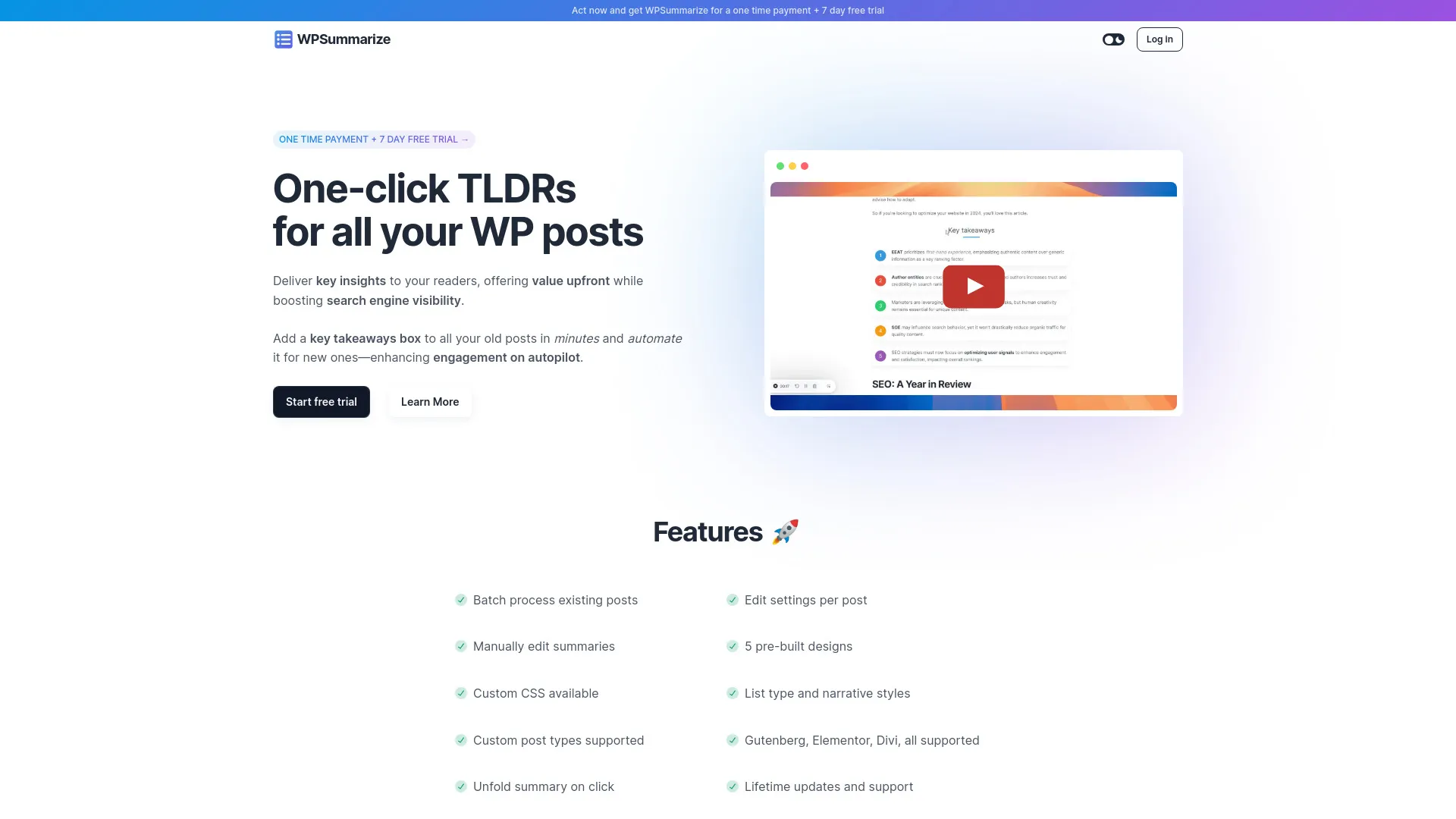 WPSummarize: AI-Generated Summaries for WordPress Posts | Creati.ai