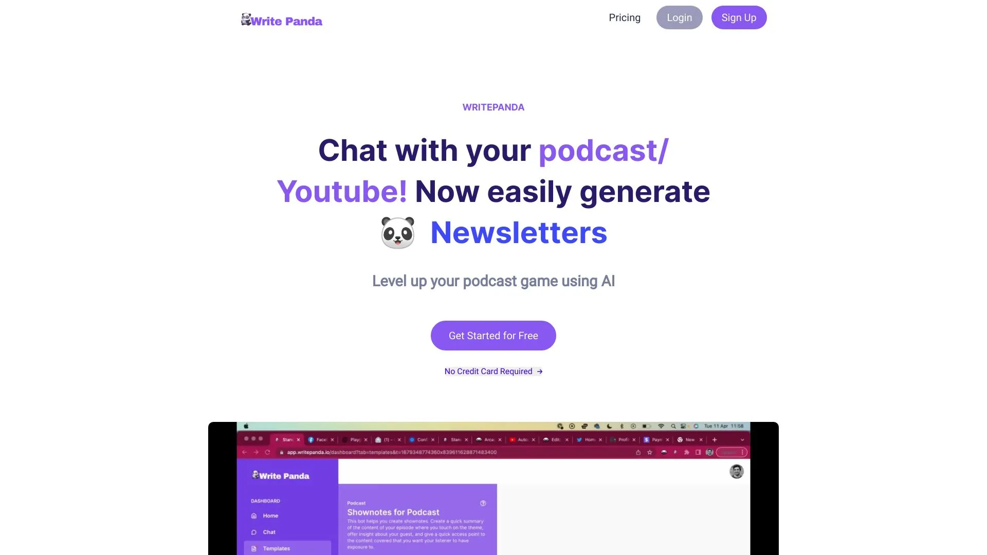 WritePanda - Asistente de Escritura AI para Podcasters y YouTubers | Creati.ai