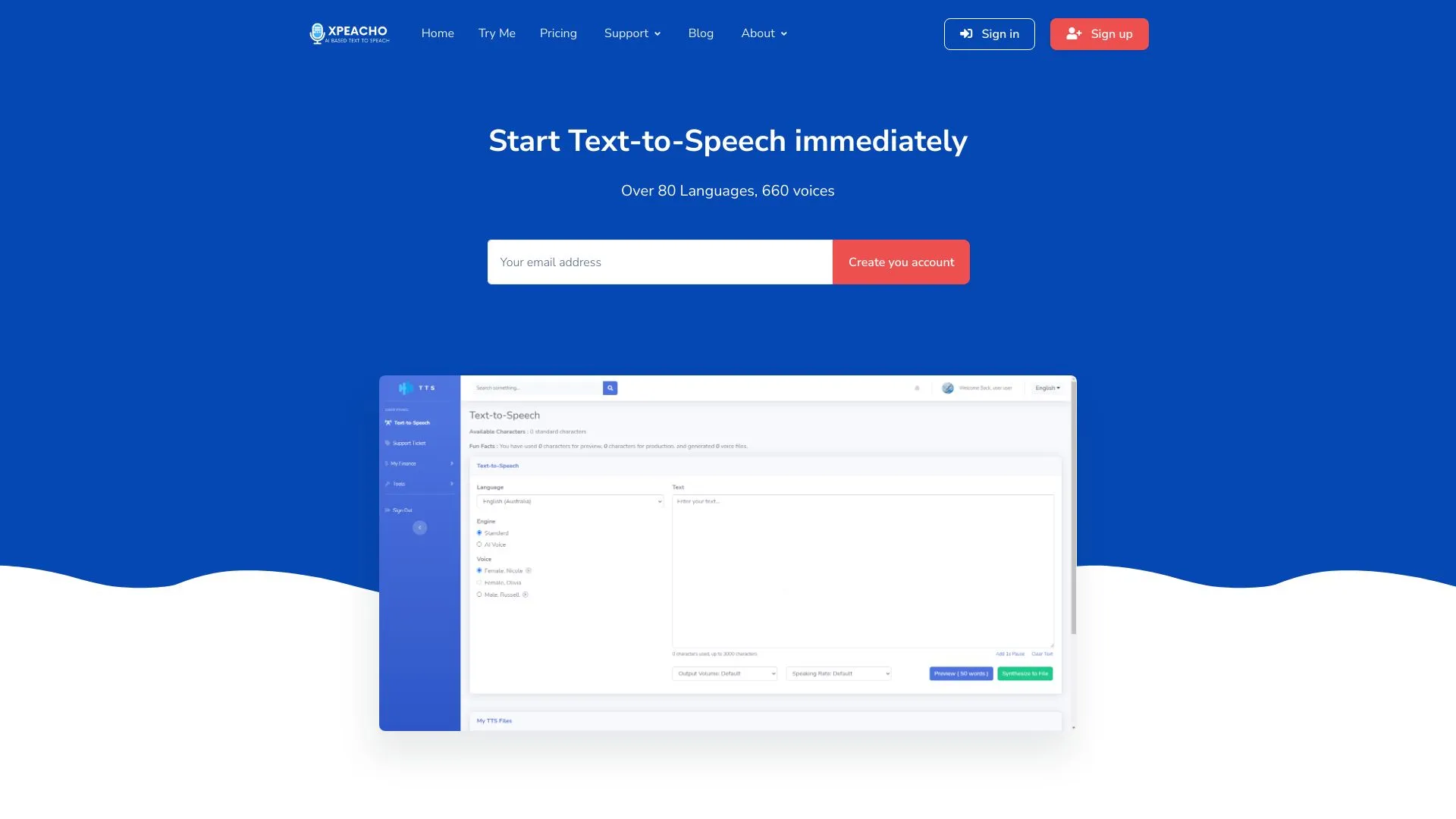 Xpeacho: AI-Based Text to Speech for Professional Voiceovers | Creati.ai