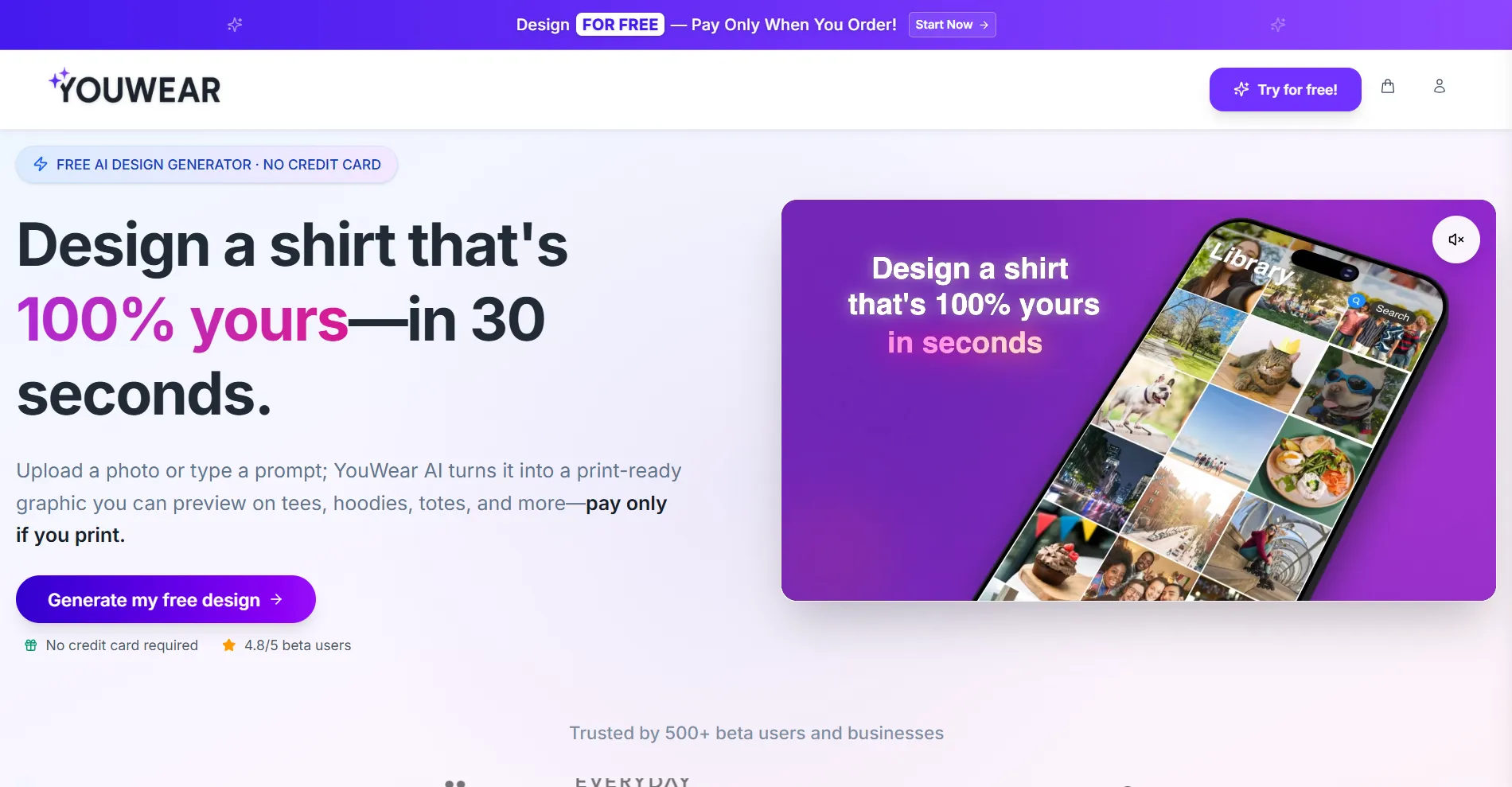 YouWear AI: Create Custom Apparel Designs Fast with AI | Creati.ai