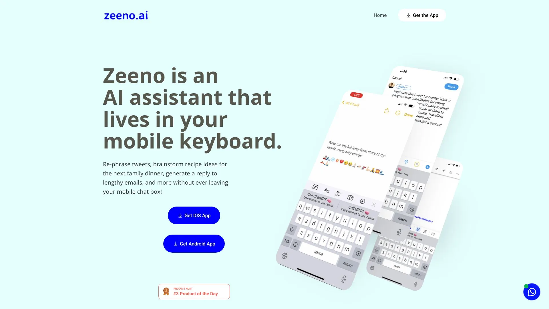 Zeeno: AI-Powered Mobile Keyboard Assistant | Creati.ai