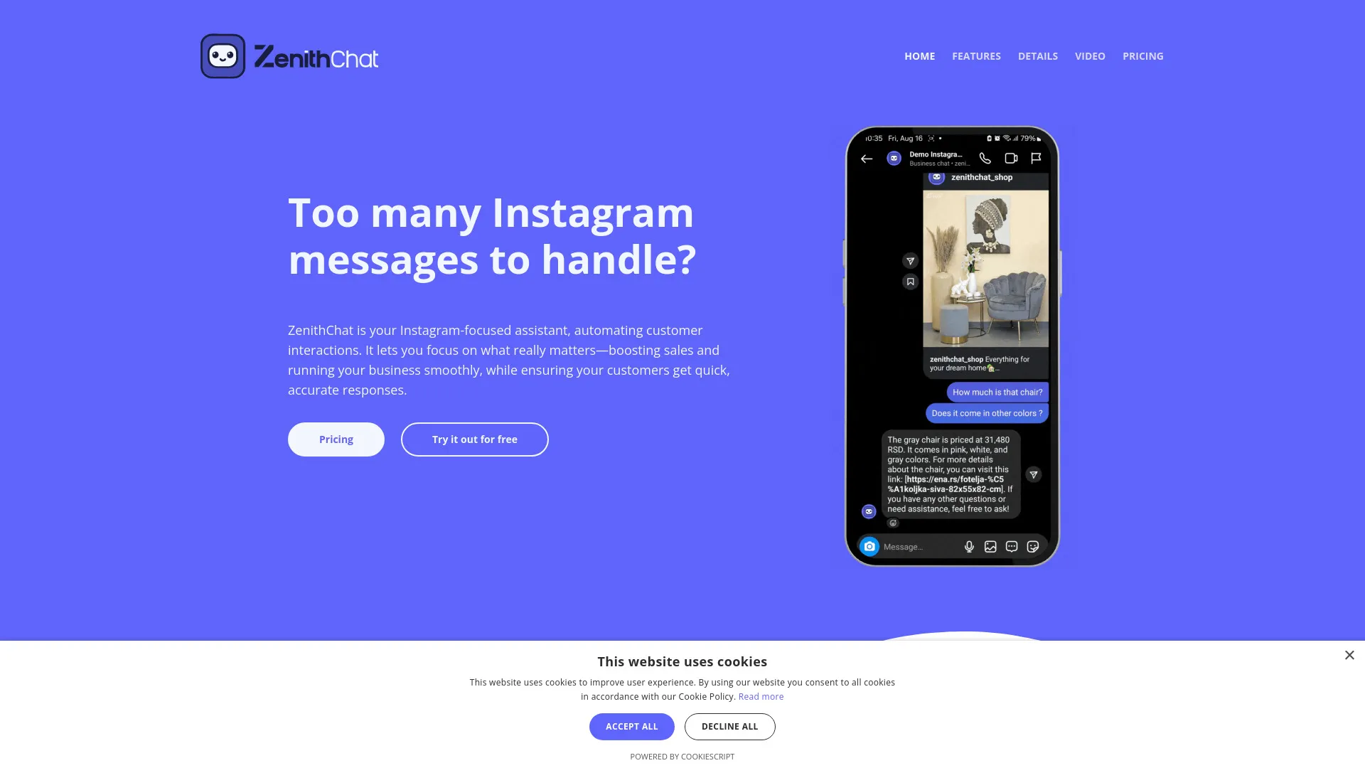 ZenithChat: Automated Instagram Messaging Assistant | Creati.ai