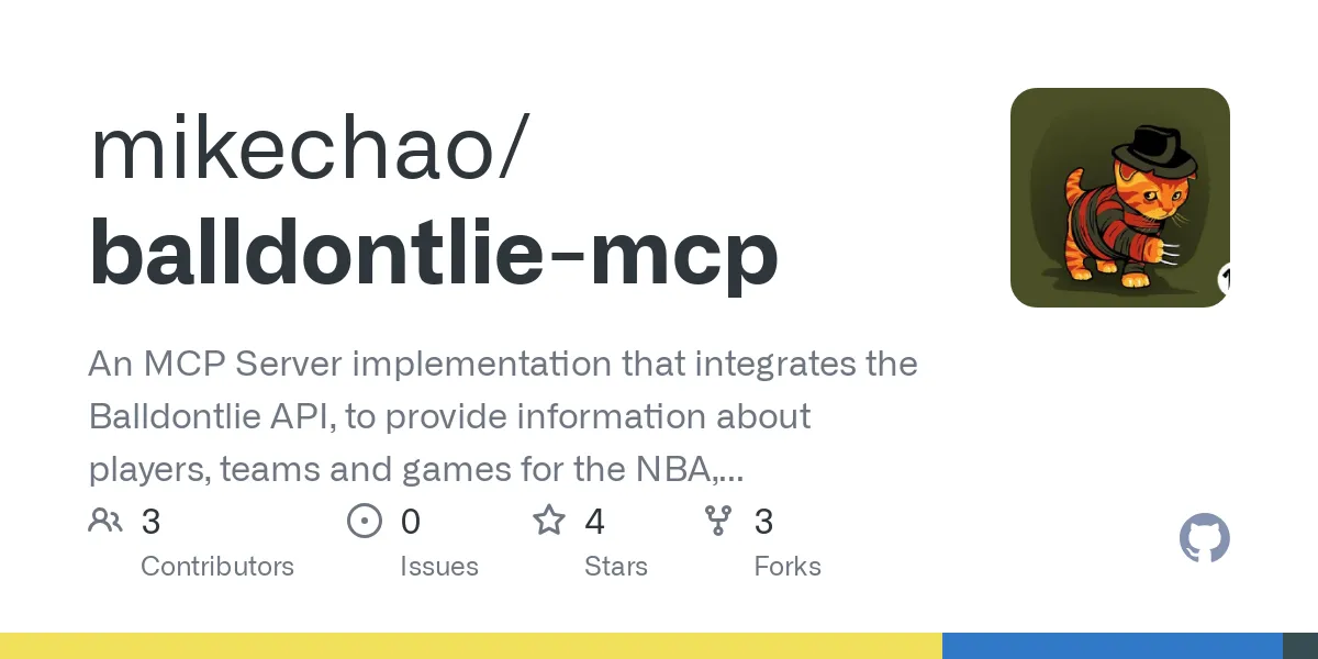 Servidor MCP de Balldontlie - API de Datos Deportivos para NBA, NFL, MLB | Creati.ai