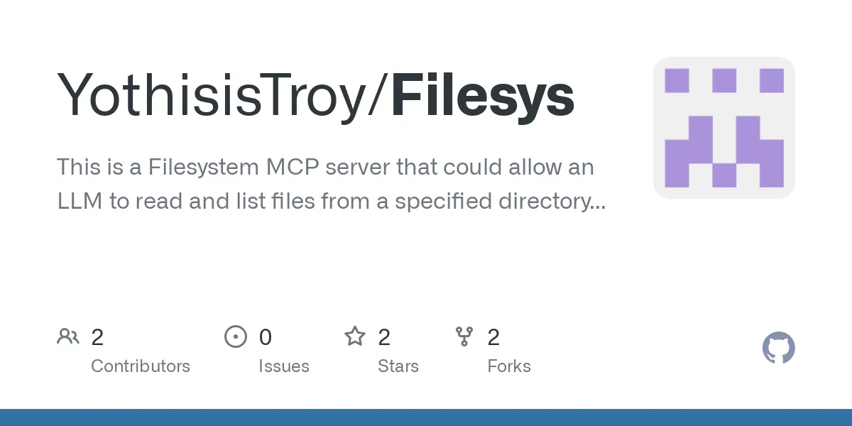 Filesys - 用於本地目錄訪問的AI文件系統MCP伺服器 | Creati.ai