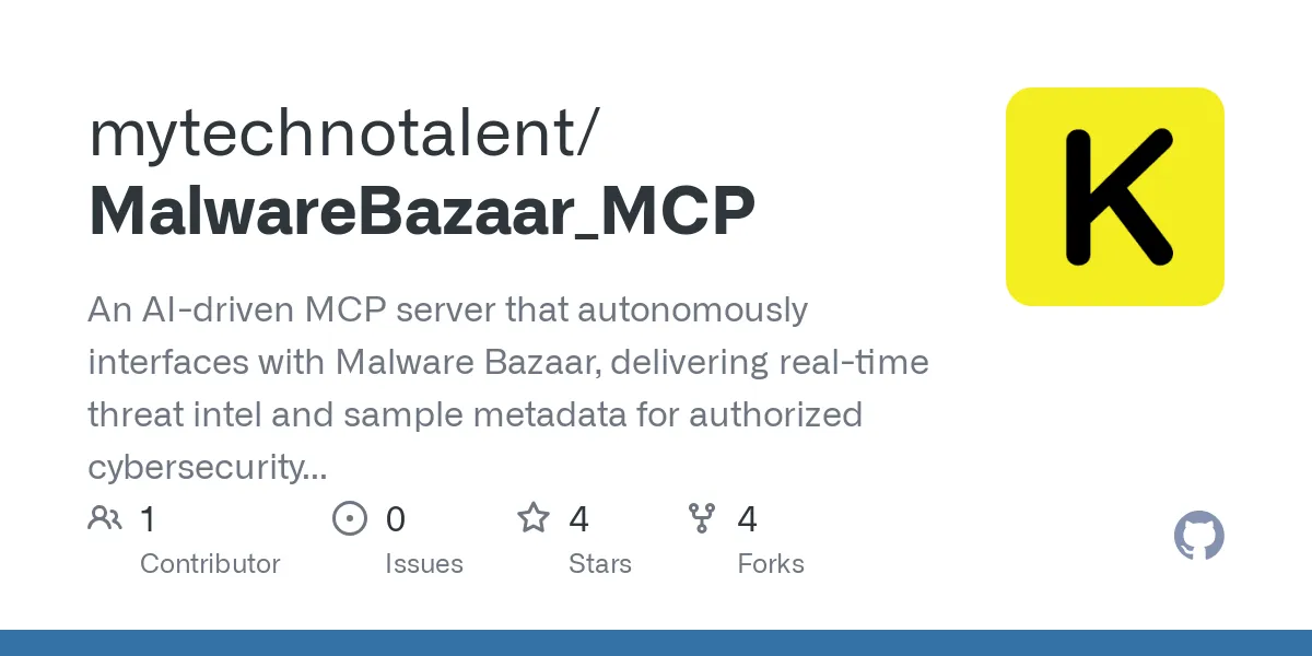MalwareBazaar_MCP - 自動マルウェア脅威インテリジェンスサーバー | Creati.ai