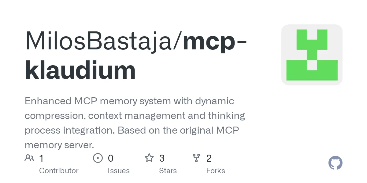 MCP Klaudium: Advanced Memory Server with Compression & Context ...